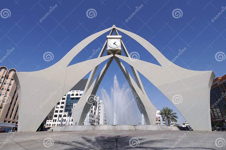 Tower Clock Roundabout in Dubai Stock Photo - Image of united, arabia ...