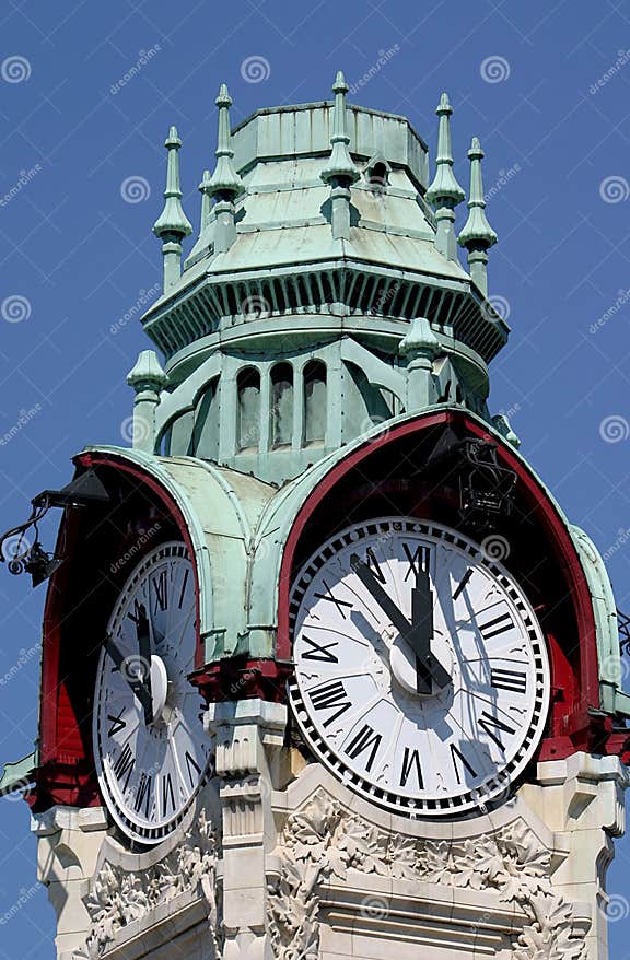 Tower-clock of the Station in Rouen Stock Photo - Image of outdoor ...