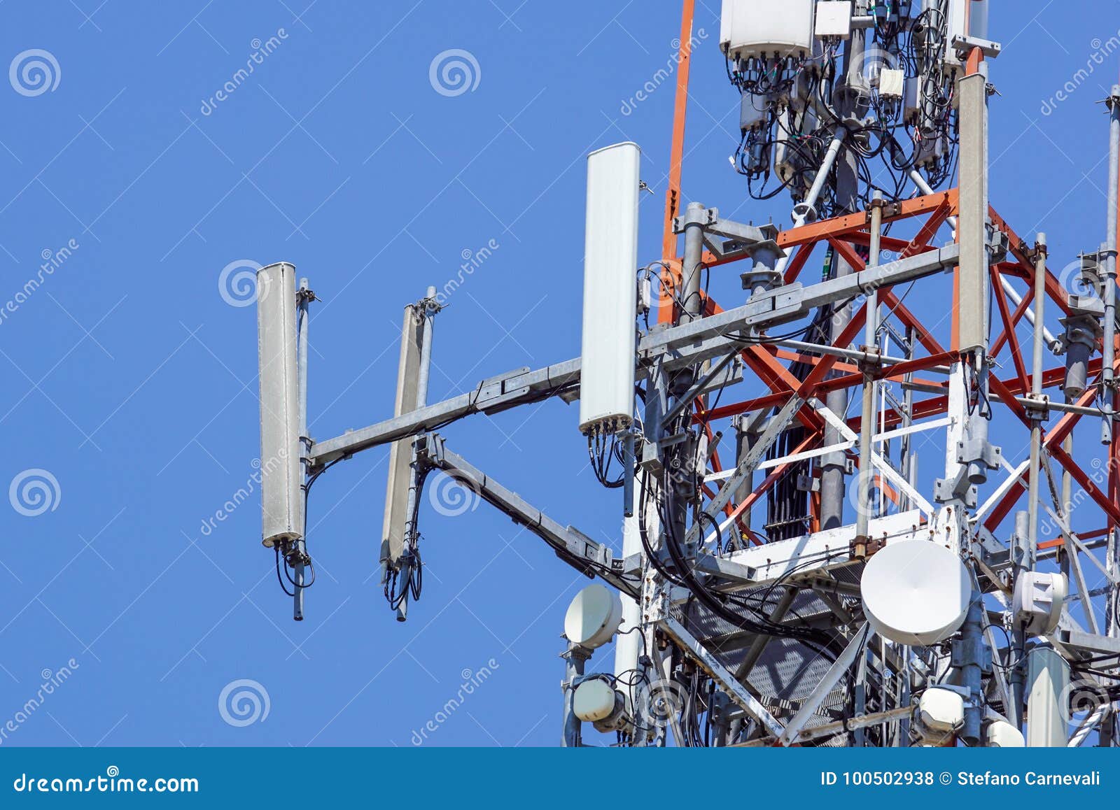 Tower of Communications with with a Lot of Different Antennas Under ...