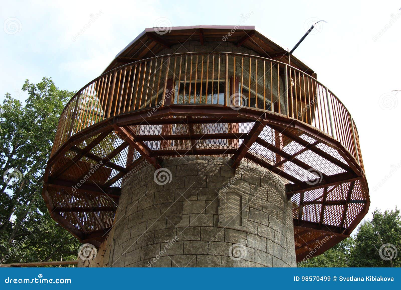 Tower with Concrete and Wood Stock Image - Image of gazebo, wooden ...