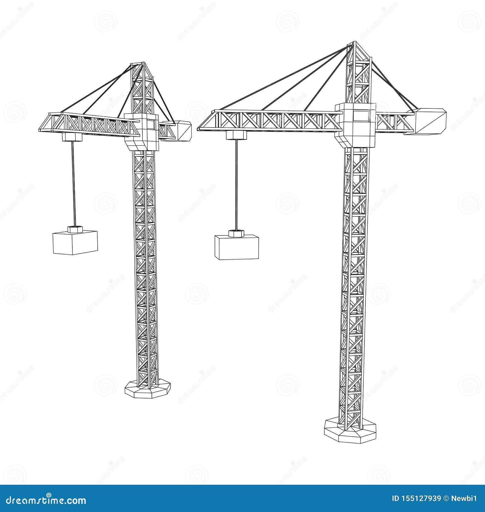 Tower Construction Building Crane Stock Vector - Illustration of ...