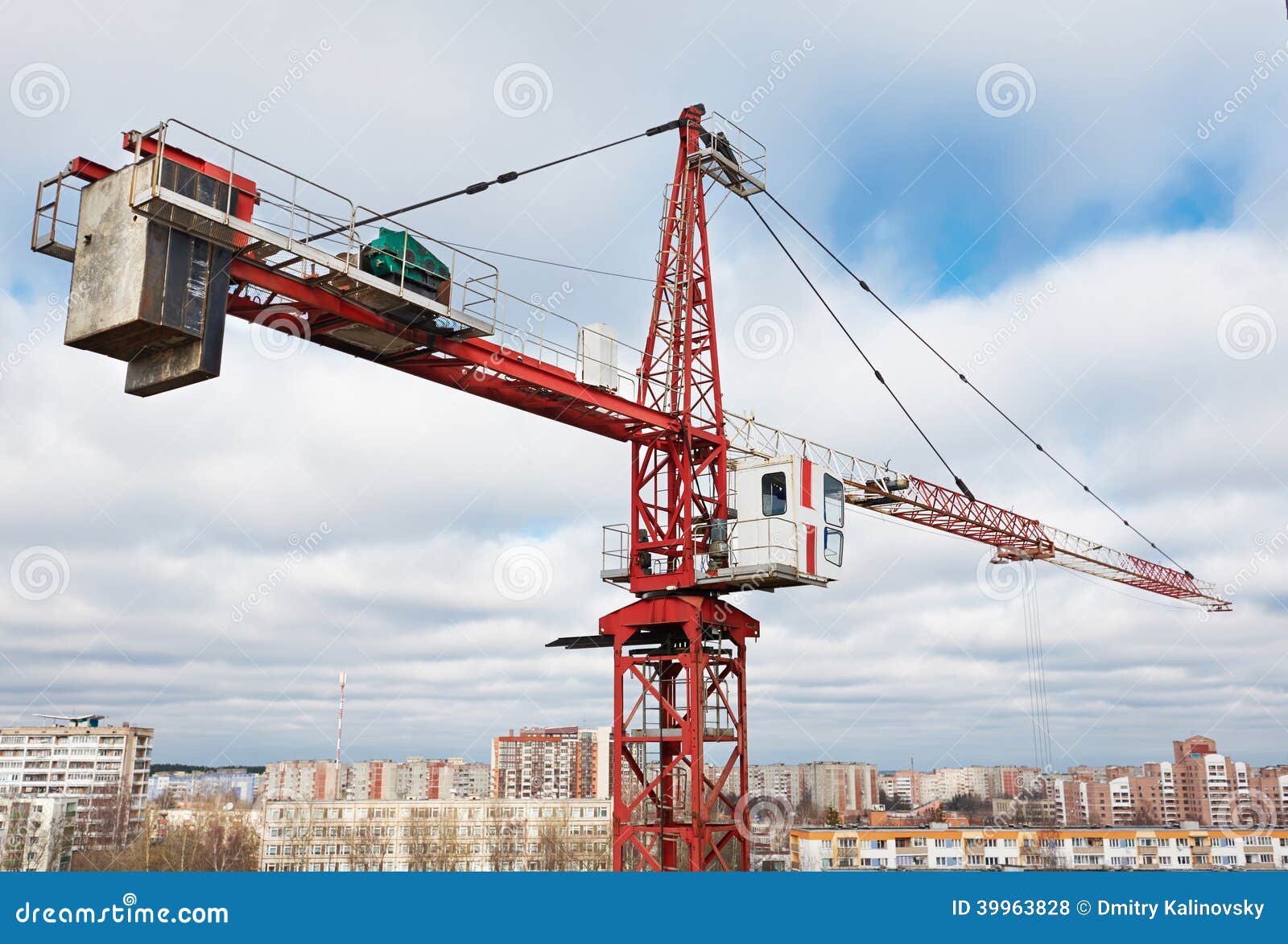 Tower Construction Crane Over City Stock Photo - Image of machinery ...