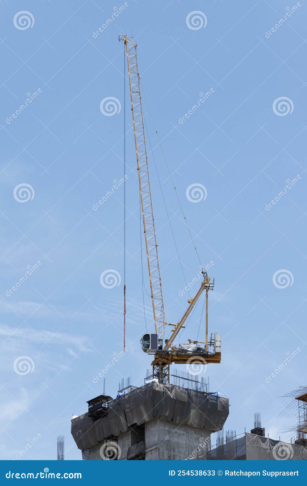 Tower Construction Crane in Rooftop Building Construction Site Stock ...