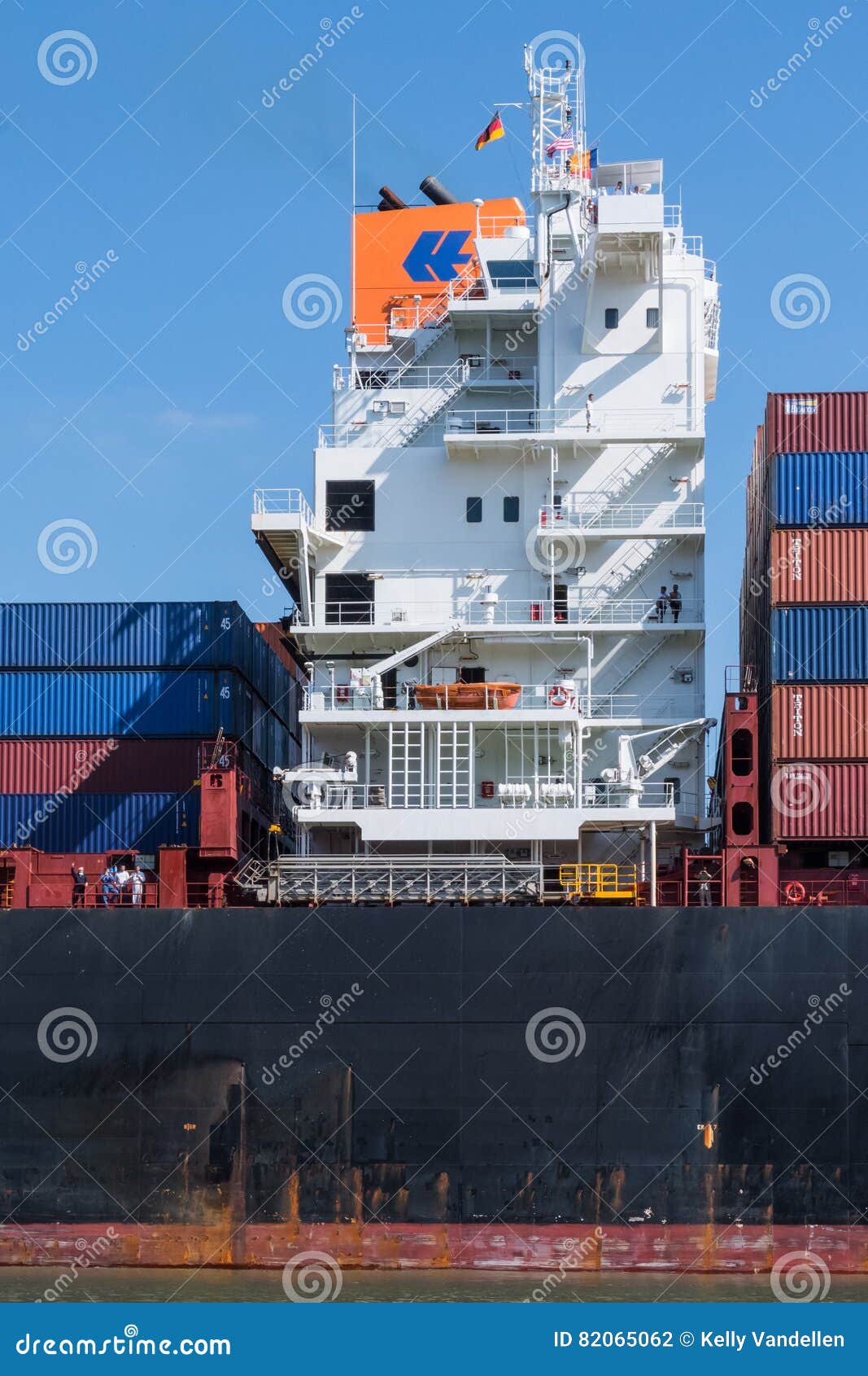 Tower on Container Ship editorial photography. Image of container ...