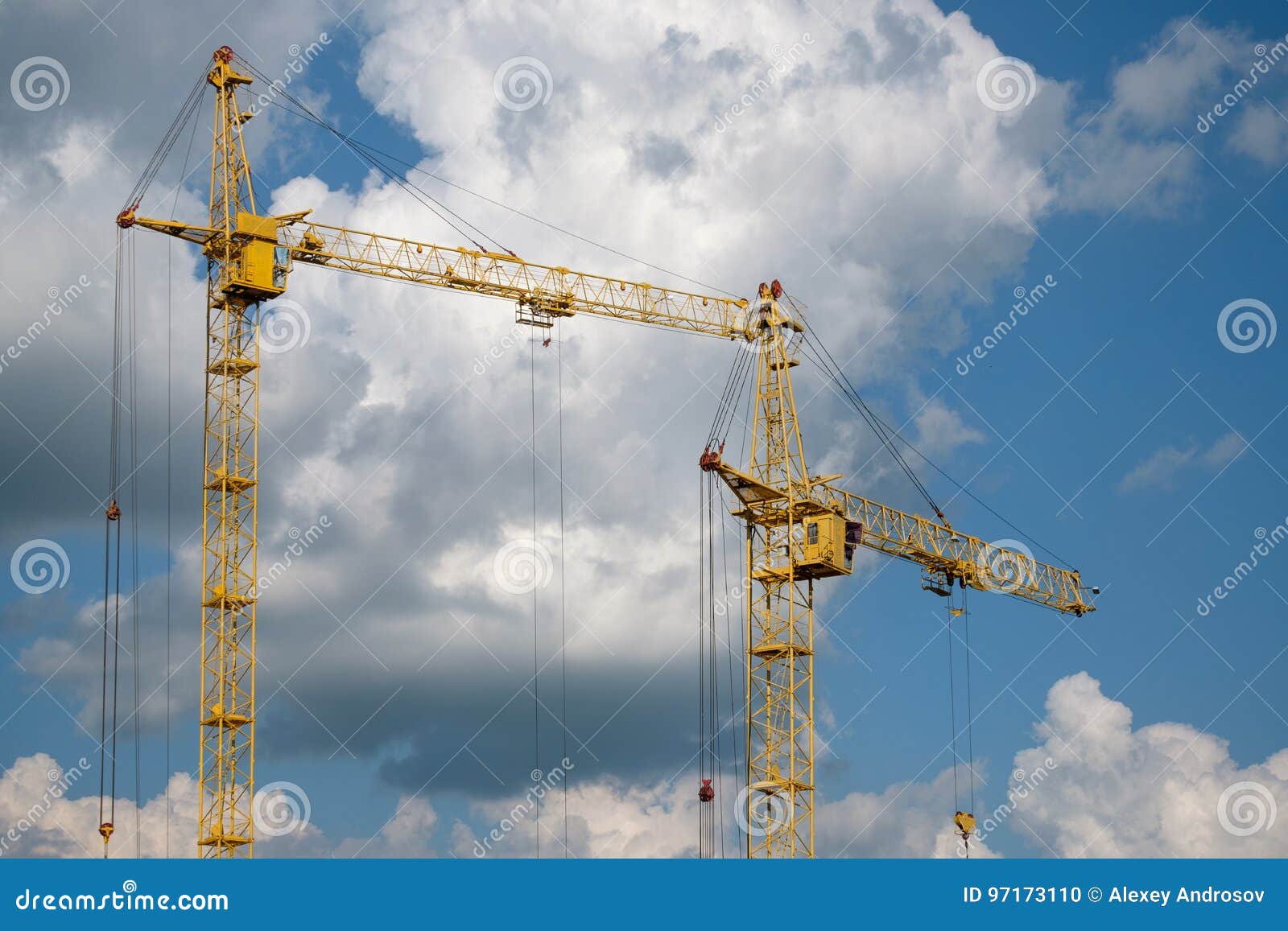 Tower Crane on a Background of Clouds Stock Photo - Image of hook ...