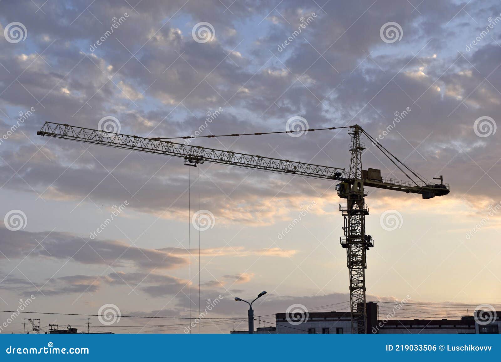 Tower Crane on the Background of the Sunset Sky Stock Photo - Image of ...