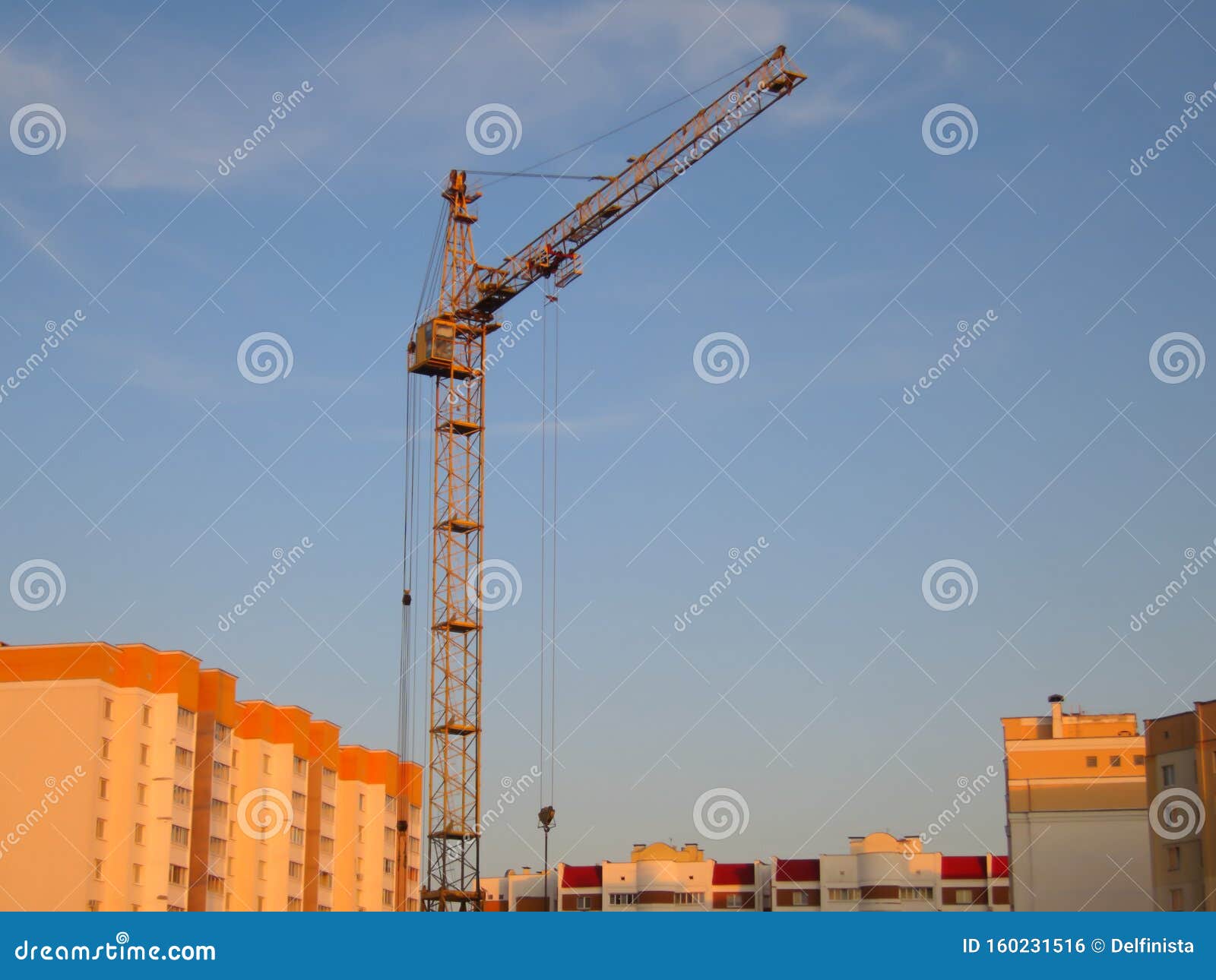 Tower Crane on Blue Sky - Construction Site Stock Photo - Image of ...