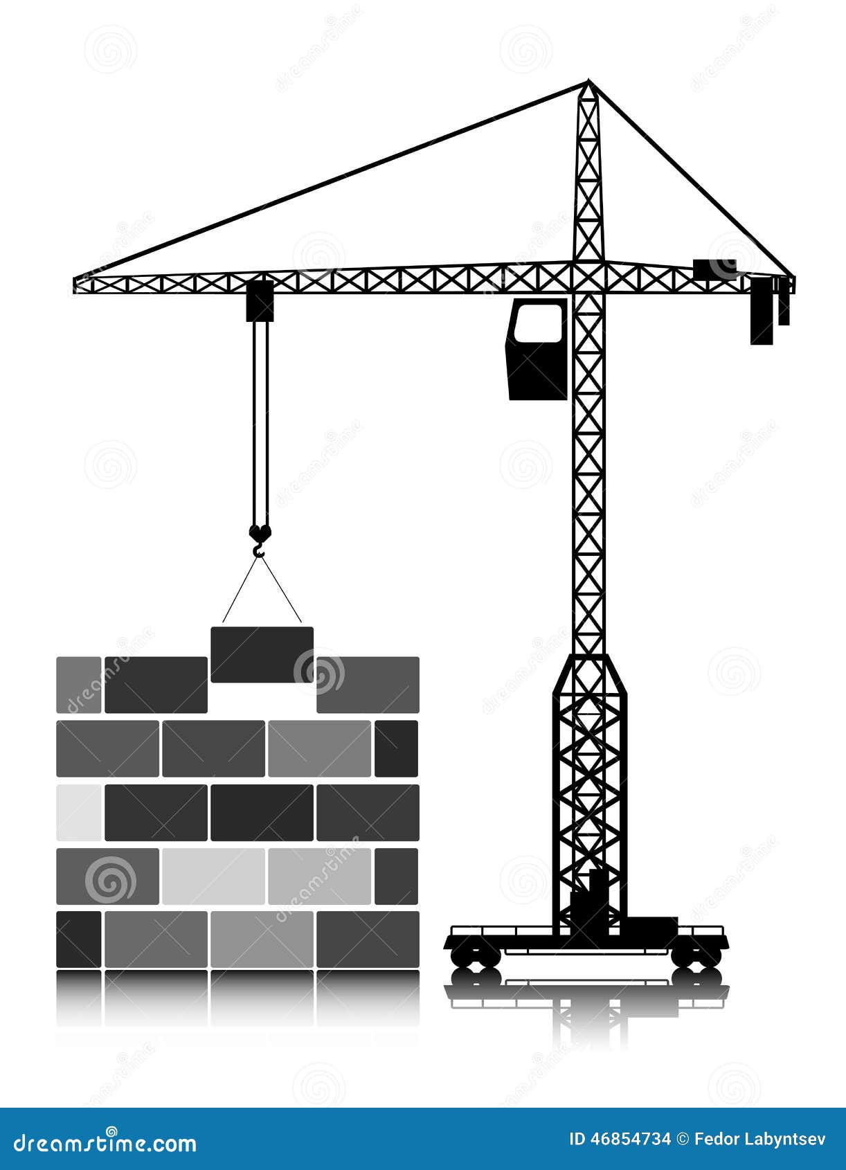Tower Crane Builds the House of Blocks Stock Vector - Illustration of ...
