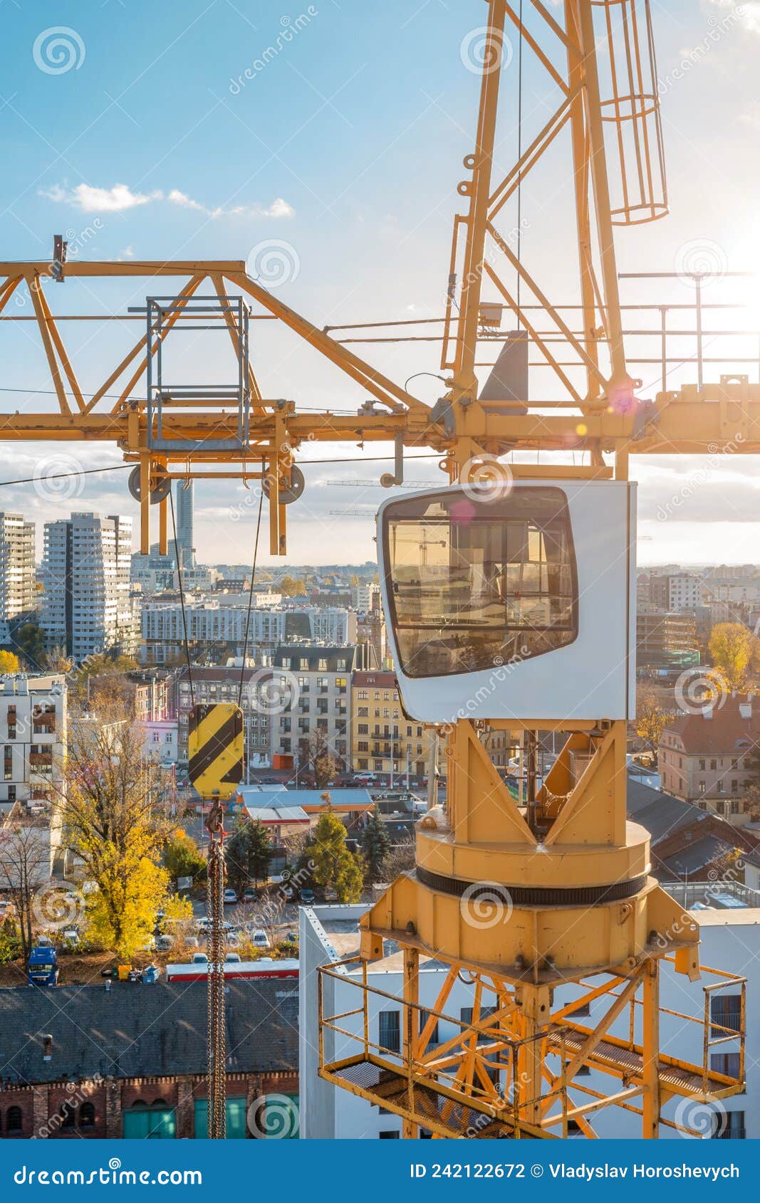 Tower Crane Cabin Close Up, Construction of Multi-storey Buildings ...