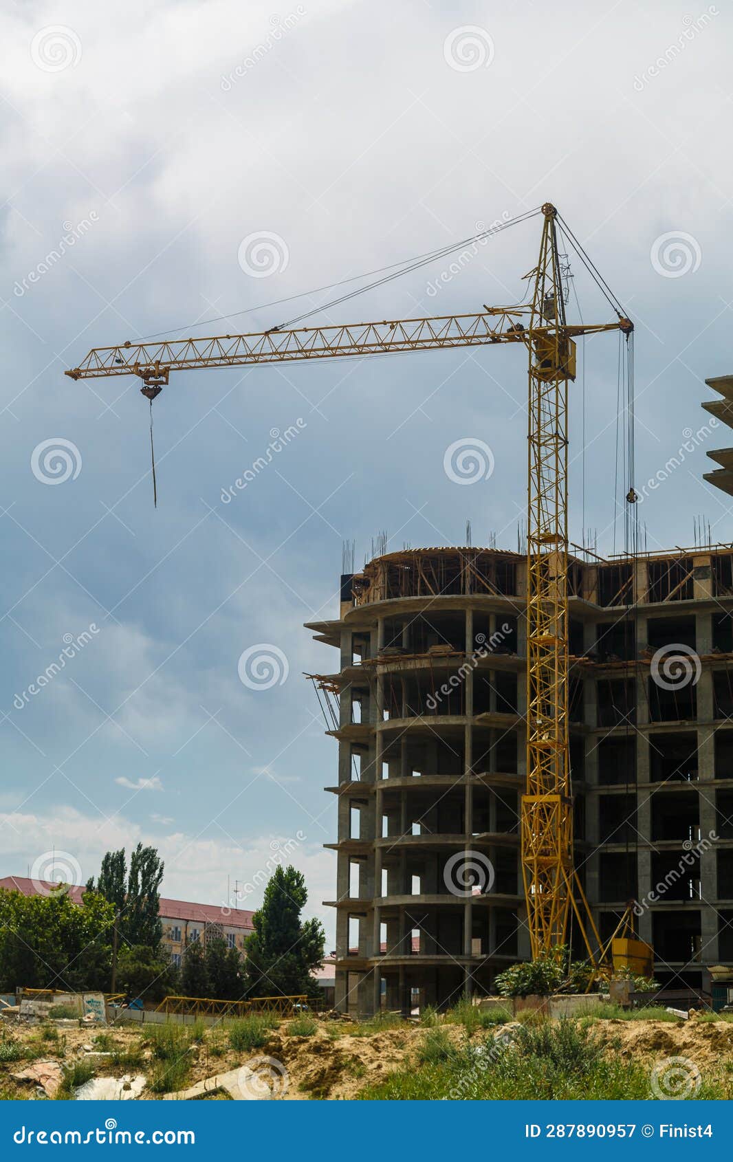 Tower Crane on the Construction of a Multi-storey Building in a New ...