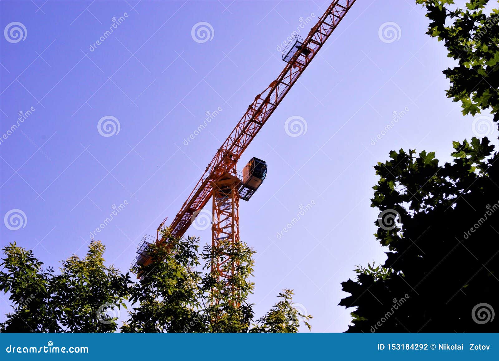 Tower Crane Construction Rotary with an Arrow on the Background of the ...