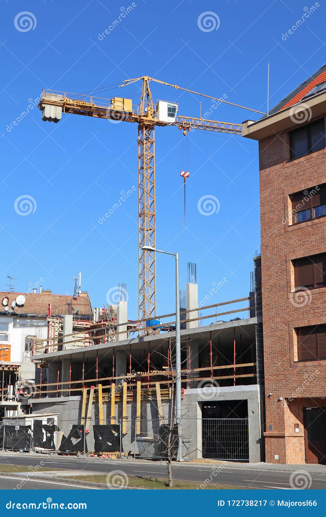 Tower Crane at the Construction Site Stock Image - Image of roof ...