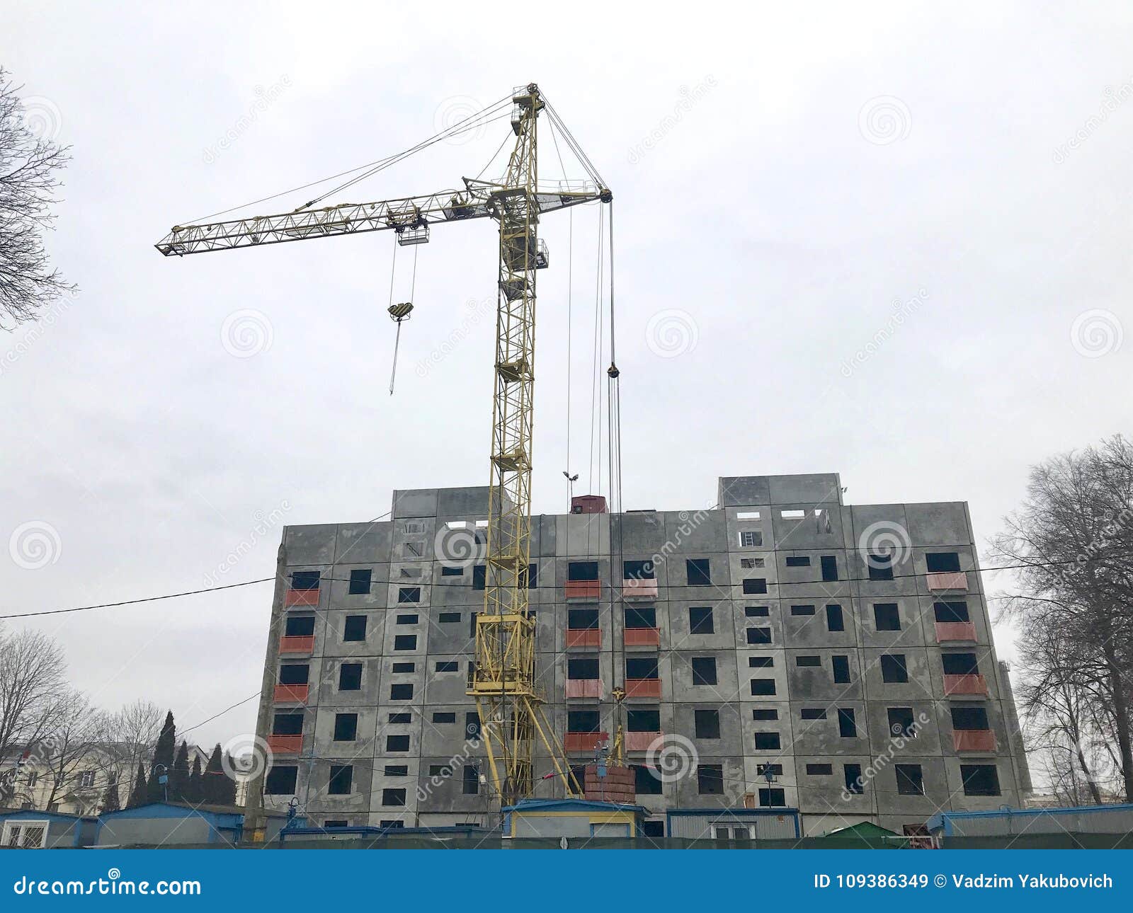 Tower Crane on the Construction Site. Construction of a Multi-storey ...
