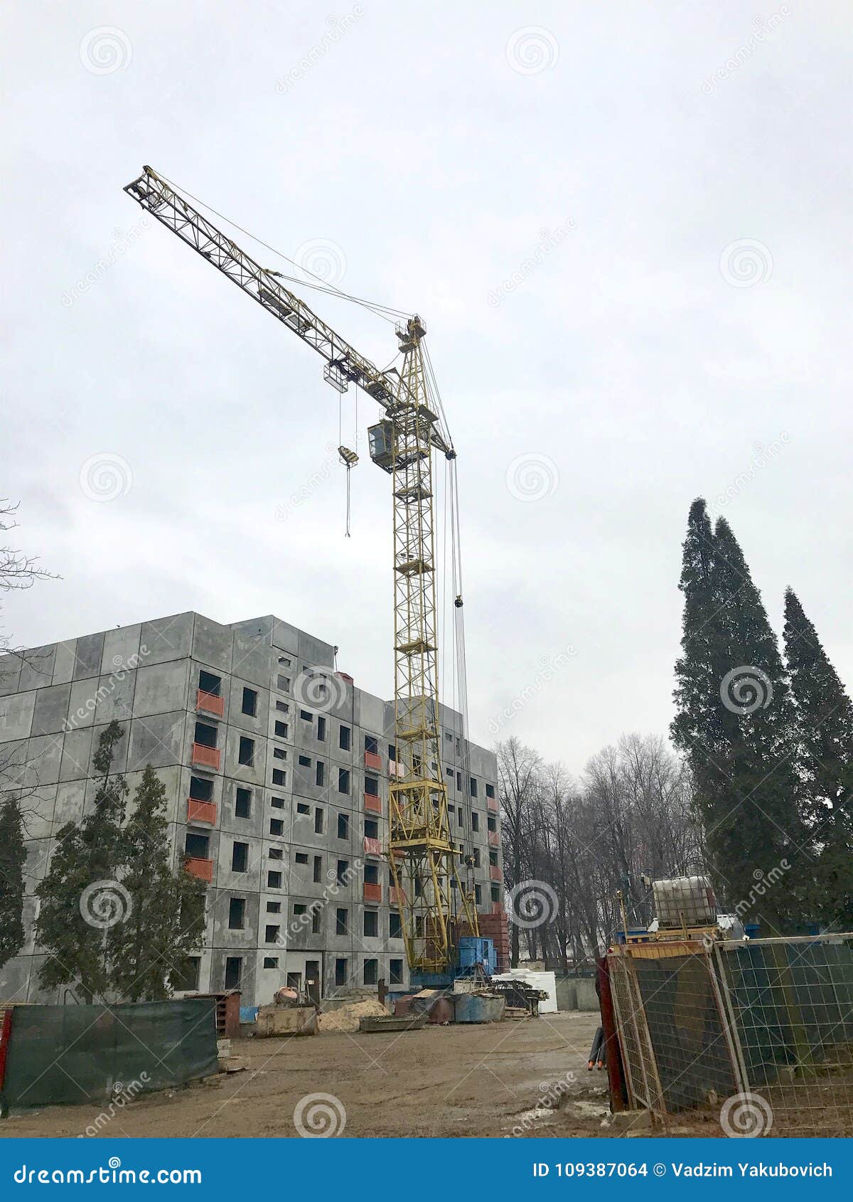 Tower Crane on the Construction Site. Construction of a Multi-storey ...