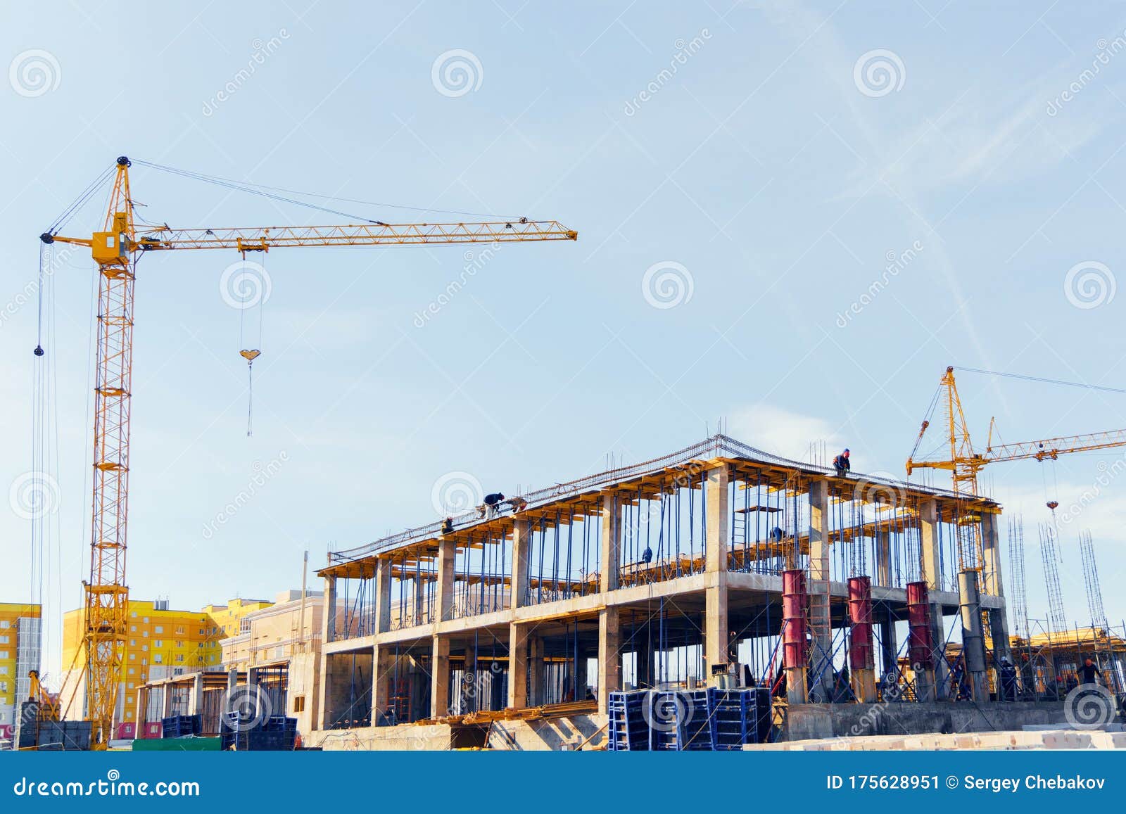 Tower Crane at a Construction Site. Monolithic Frame of the Building ...