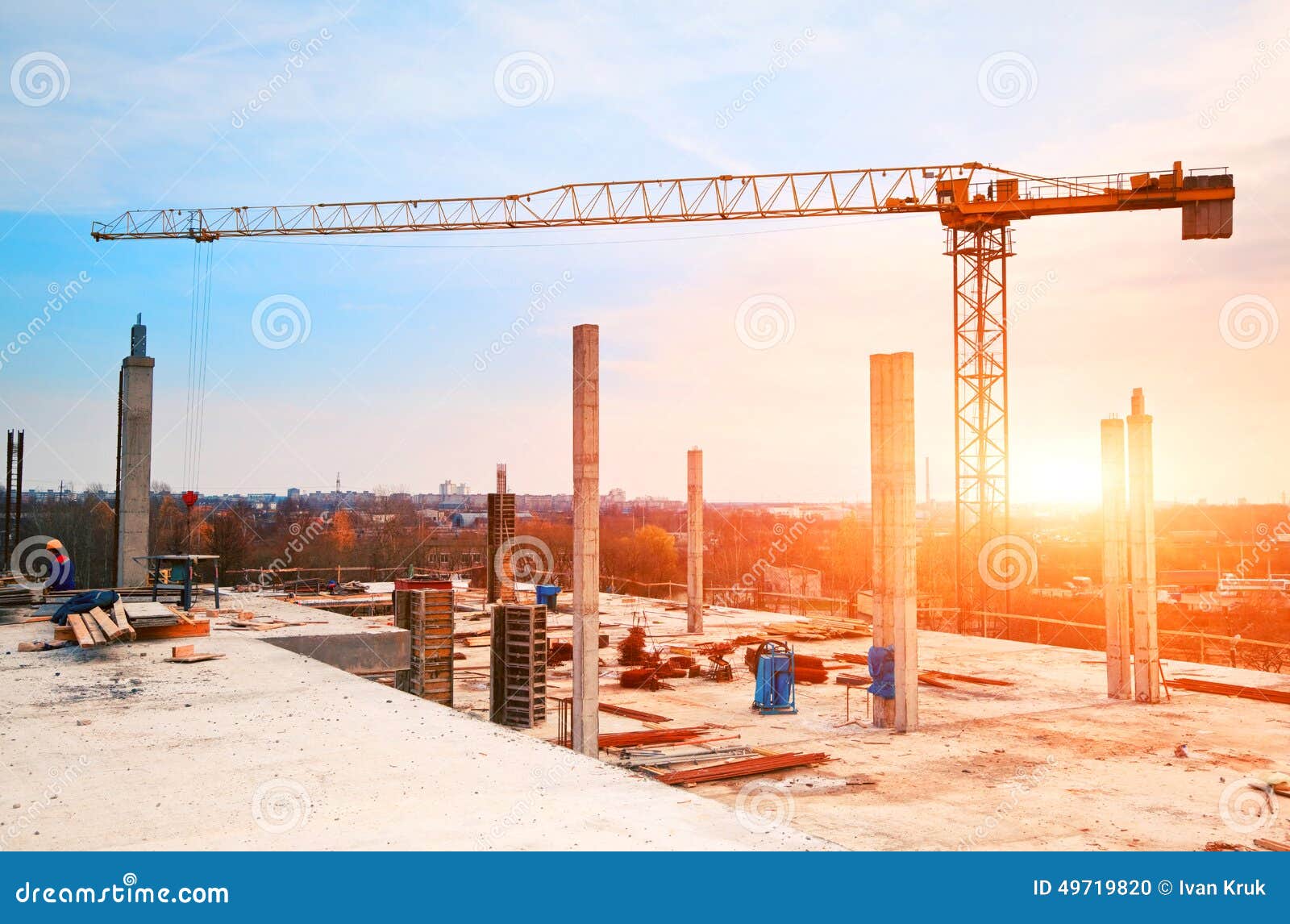 Tower Crane at Construction Site Stock Photo - Image of crane, modern ...