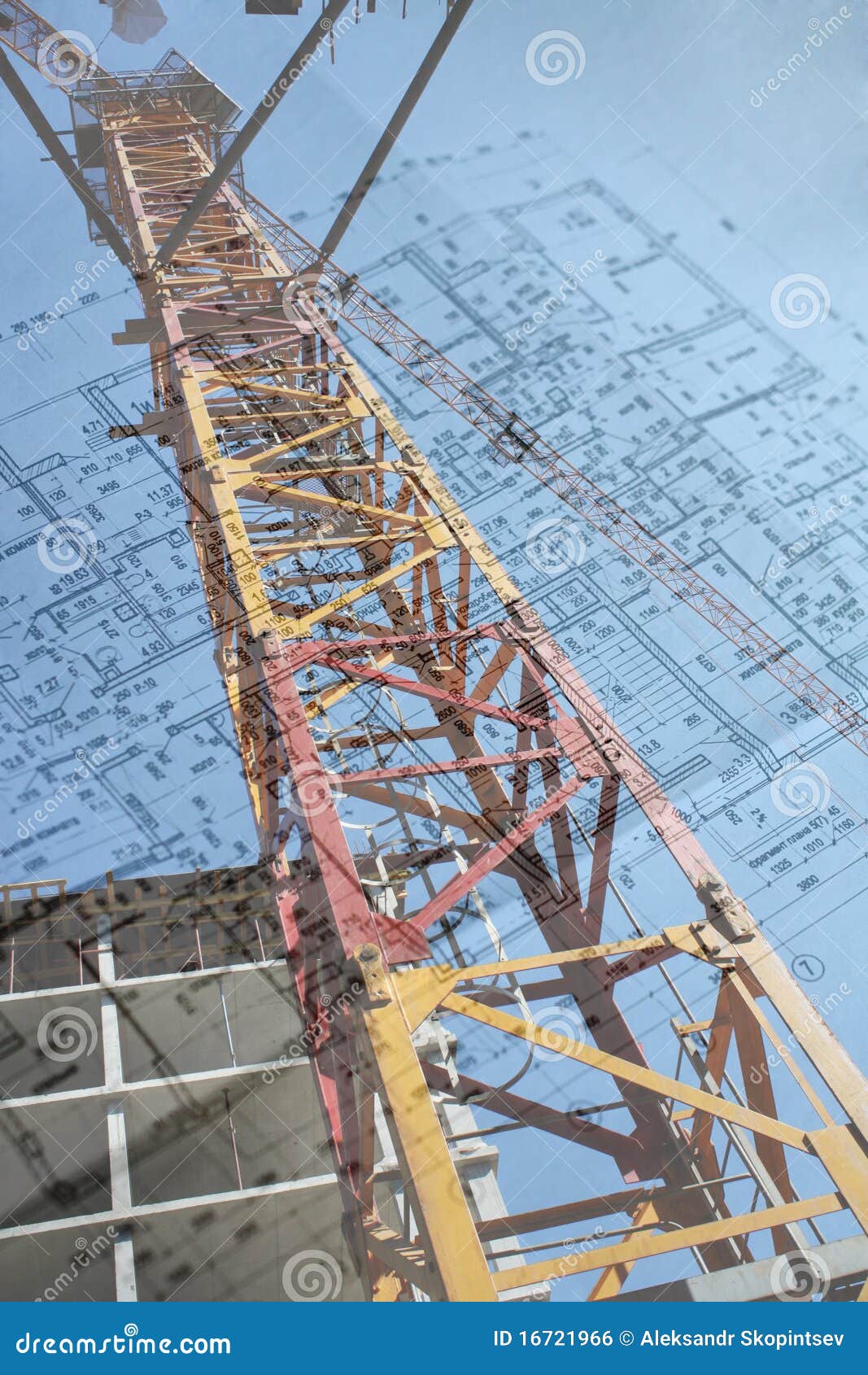 Tower crane & drawing stock photo. Image of high - 16721966