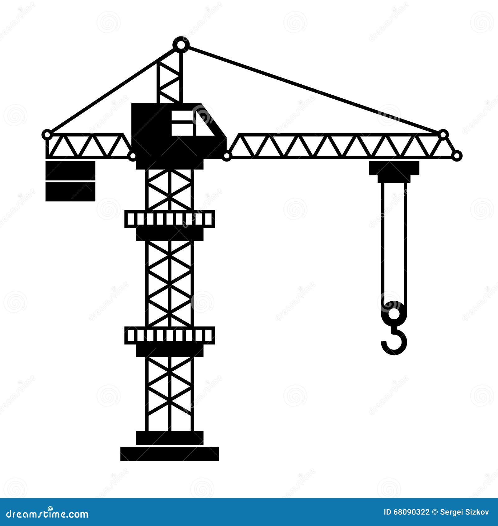 Tower Crane On Construction Site Vector Illustration | CartoonDealer ...