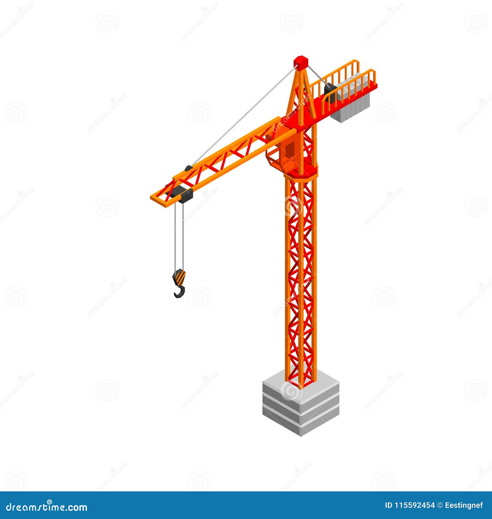 Tower Crane. Isolated on White Background. 3D Vector Illustration ...