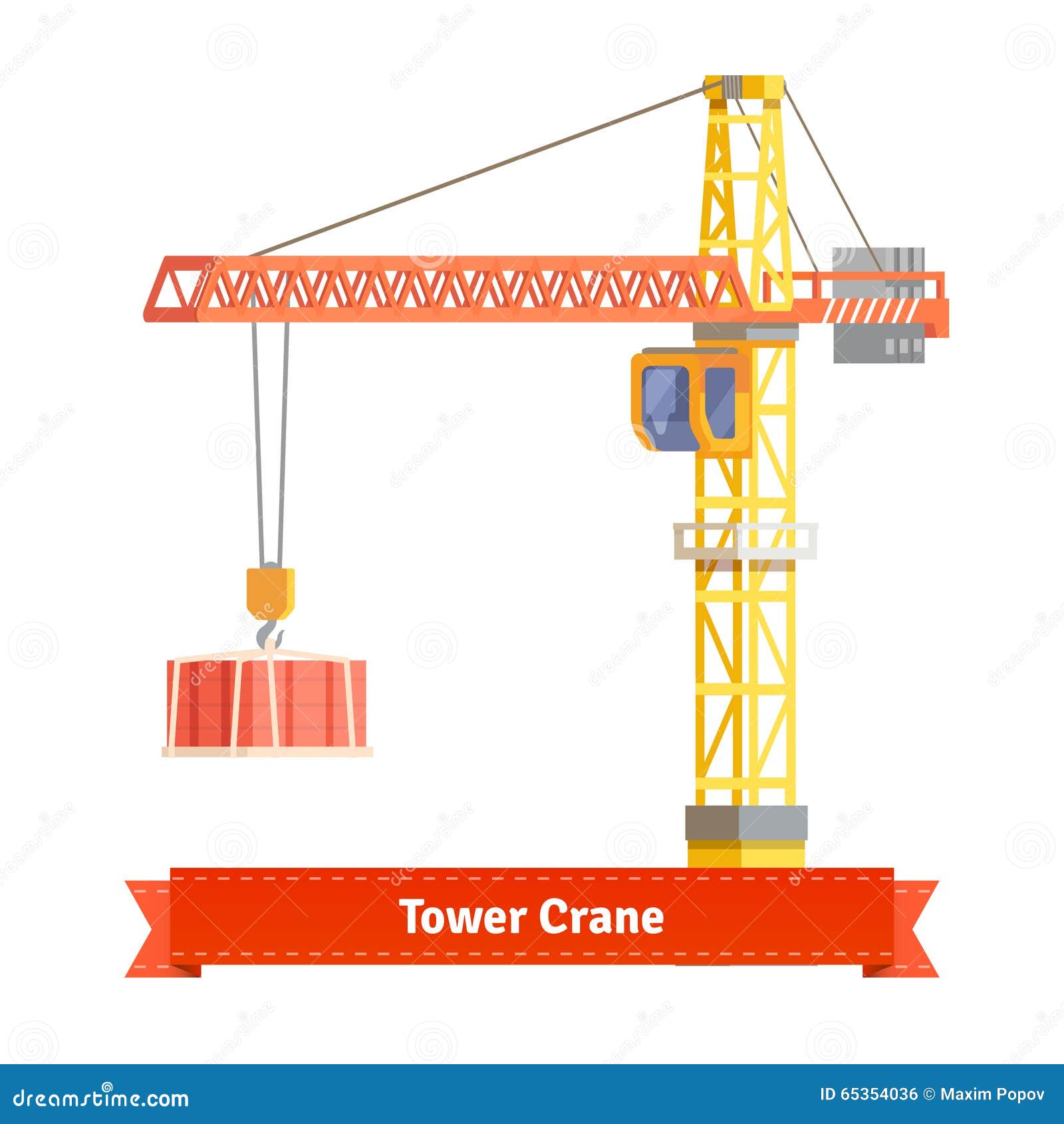 Crane Lifting Cargo Containers Vector Illustration | CartoonDealer.com ...