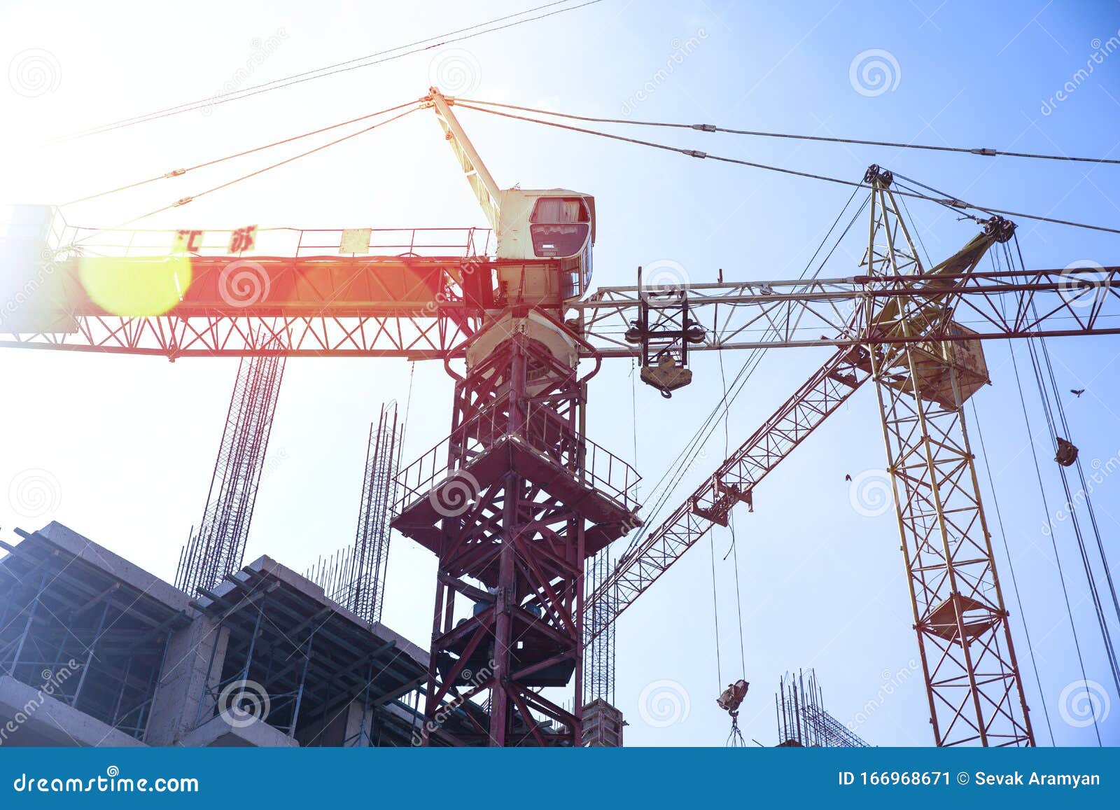 Tower Crane Lifting Heavy Load Stock Image - Image of power, install ...