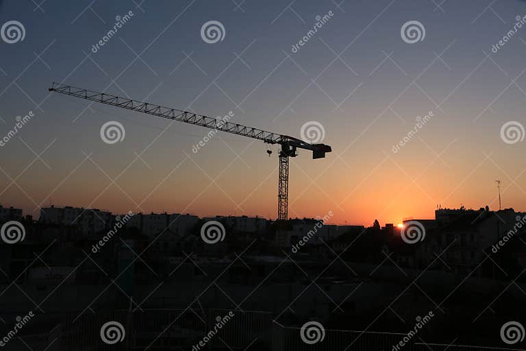 Tower Crane in the Light of the Rising Sun Stock Image - Image of hook ...