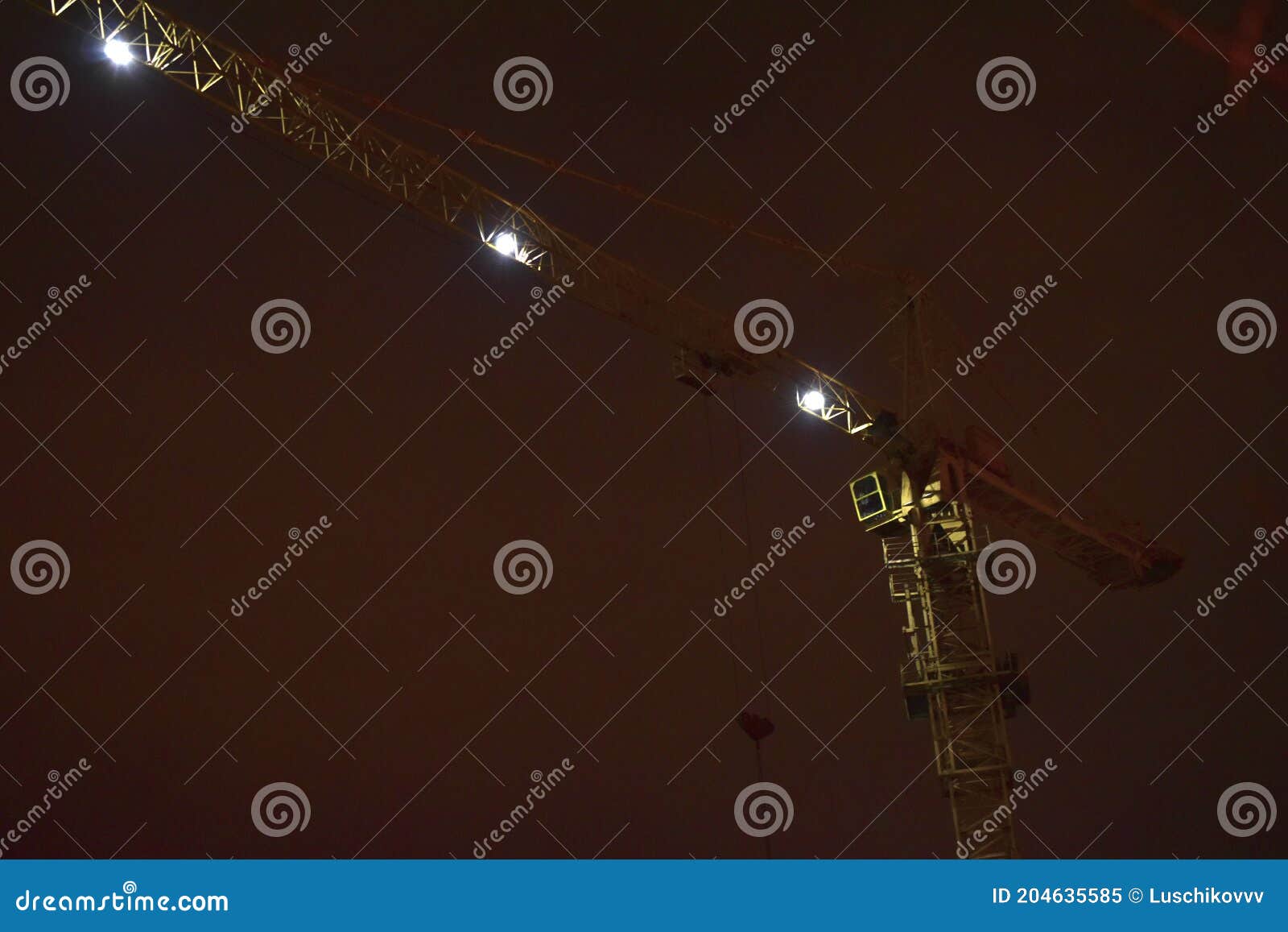 Tower Crane with Lights at Night in the City Stock Image - Image of ...
