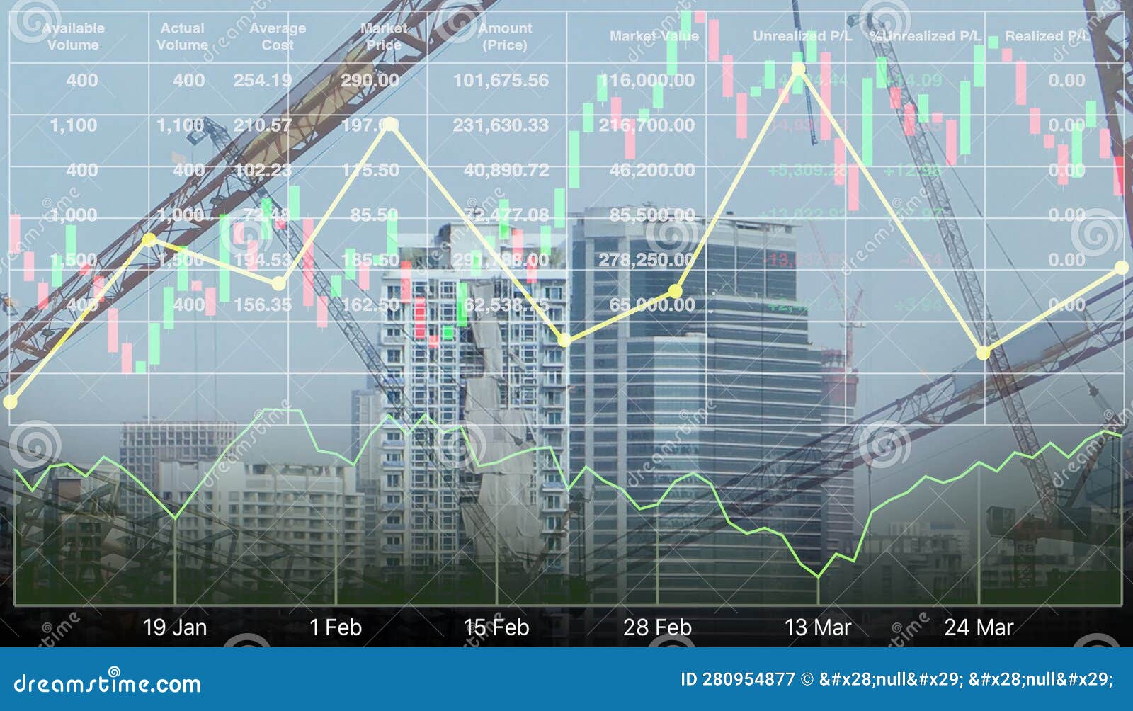 Tower Crane and Mobile Crane Working on Modern Buildings Projects with ...