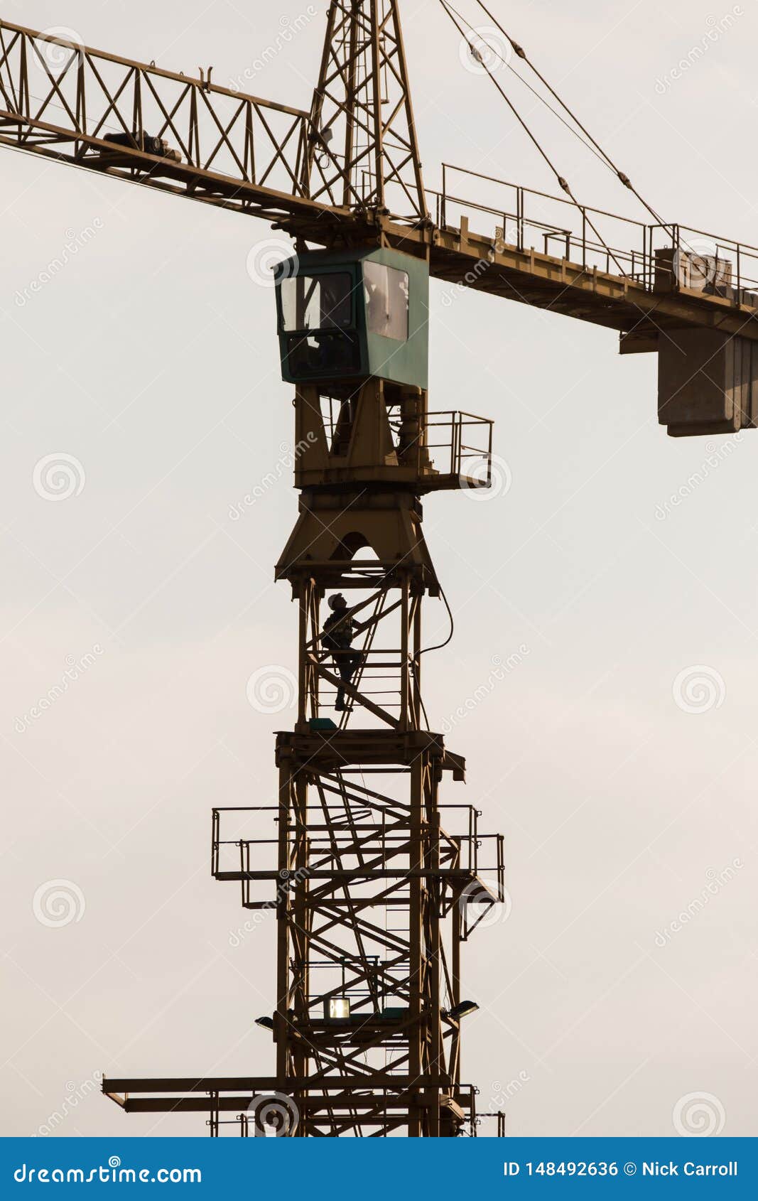 Tower Crane Operator Climbing Ladder To the Top Stock Photo - Image of ...