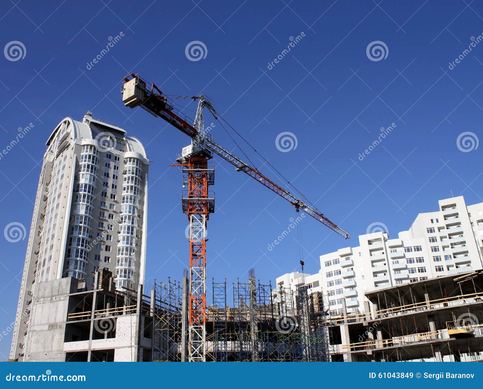 Tower Crane Over Concrete Frame of Building Construction Stock Image ...