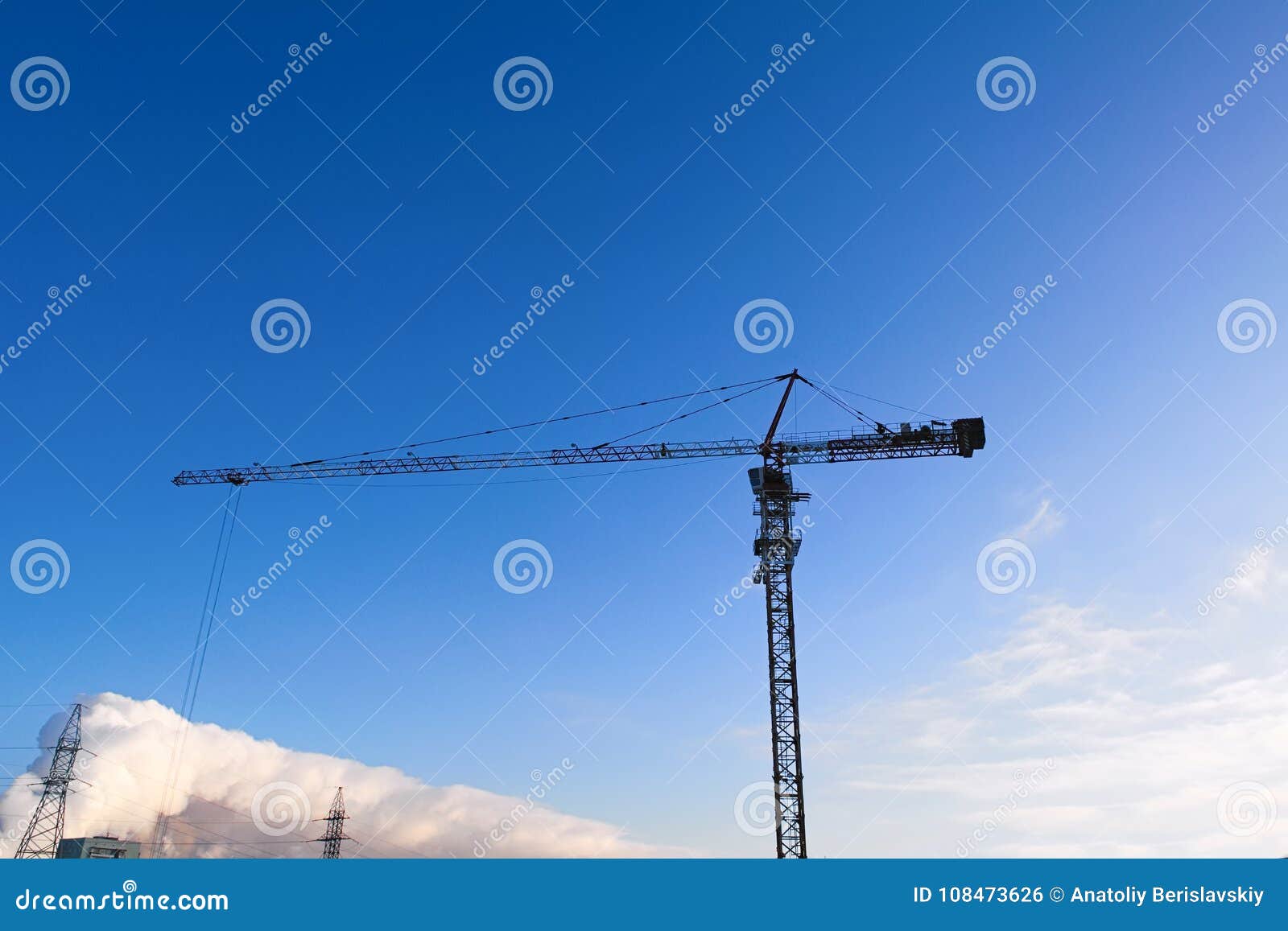 Tower Crane on Sunset Background Stock Photo - Image of estate, built ...