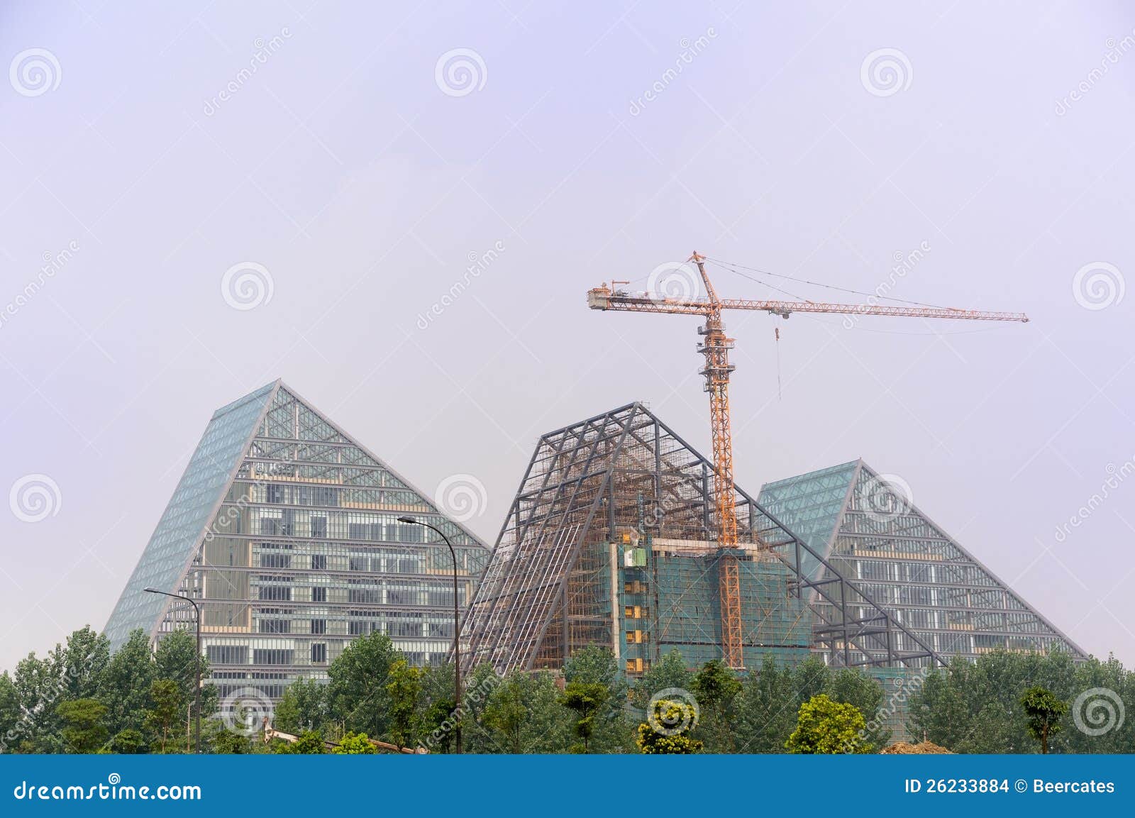 Tower Crane and Triangle Buildings Stock Photo - Image of chengdu ...