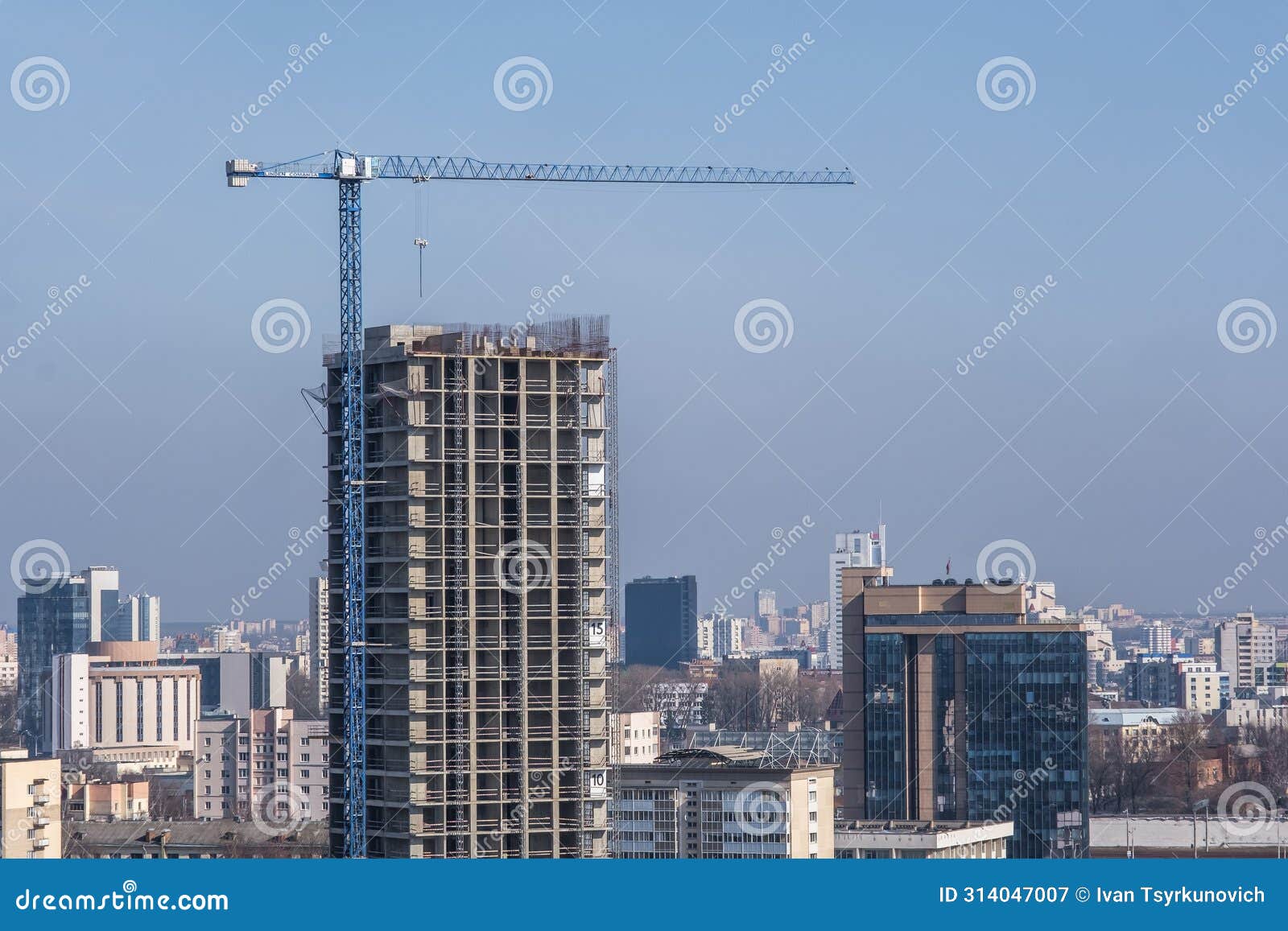 Tower Cranes on Construction Site, Providing Housing for Low-income ...