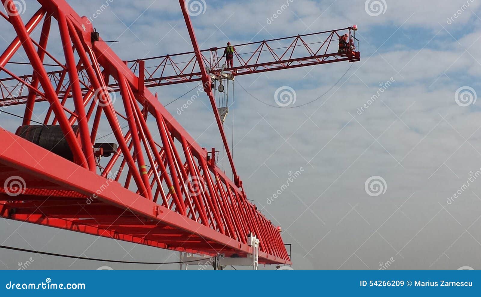 Tower Cranes. Man on the Front Jib Stock Image - Image of tower, cranes ...