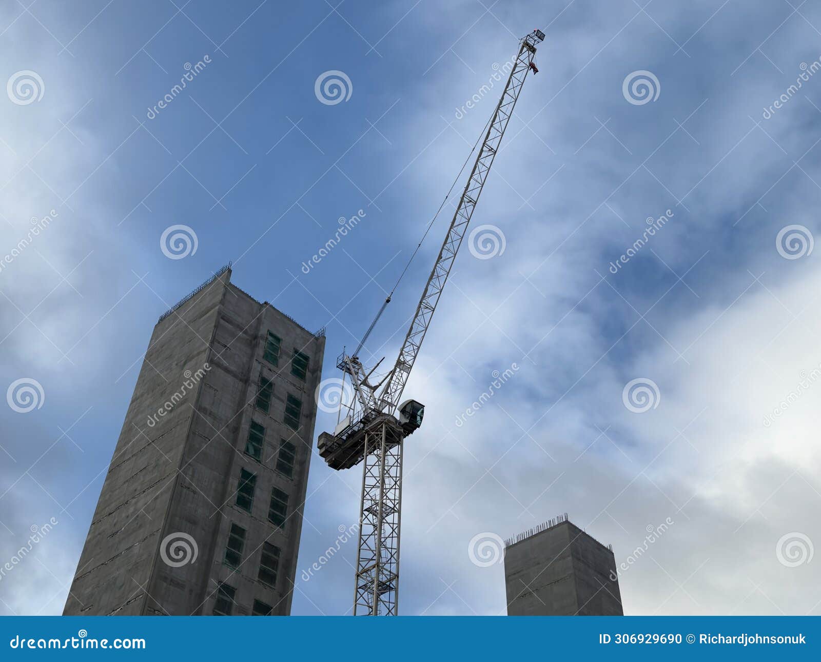 Tower Cranes at New High Rise Apartment Development during Construction ...