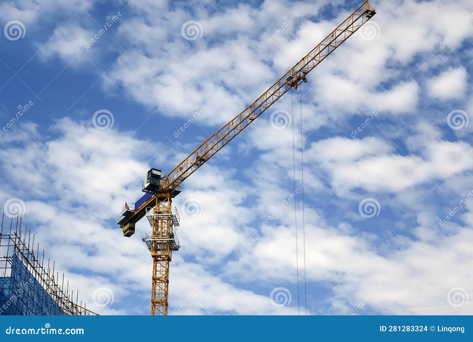 Tower Cranes And Building Silhouette At Construction Site On Sunset ...