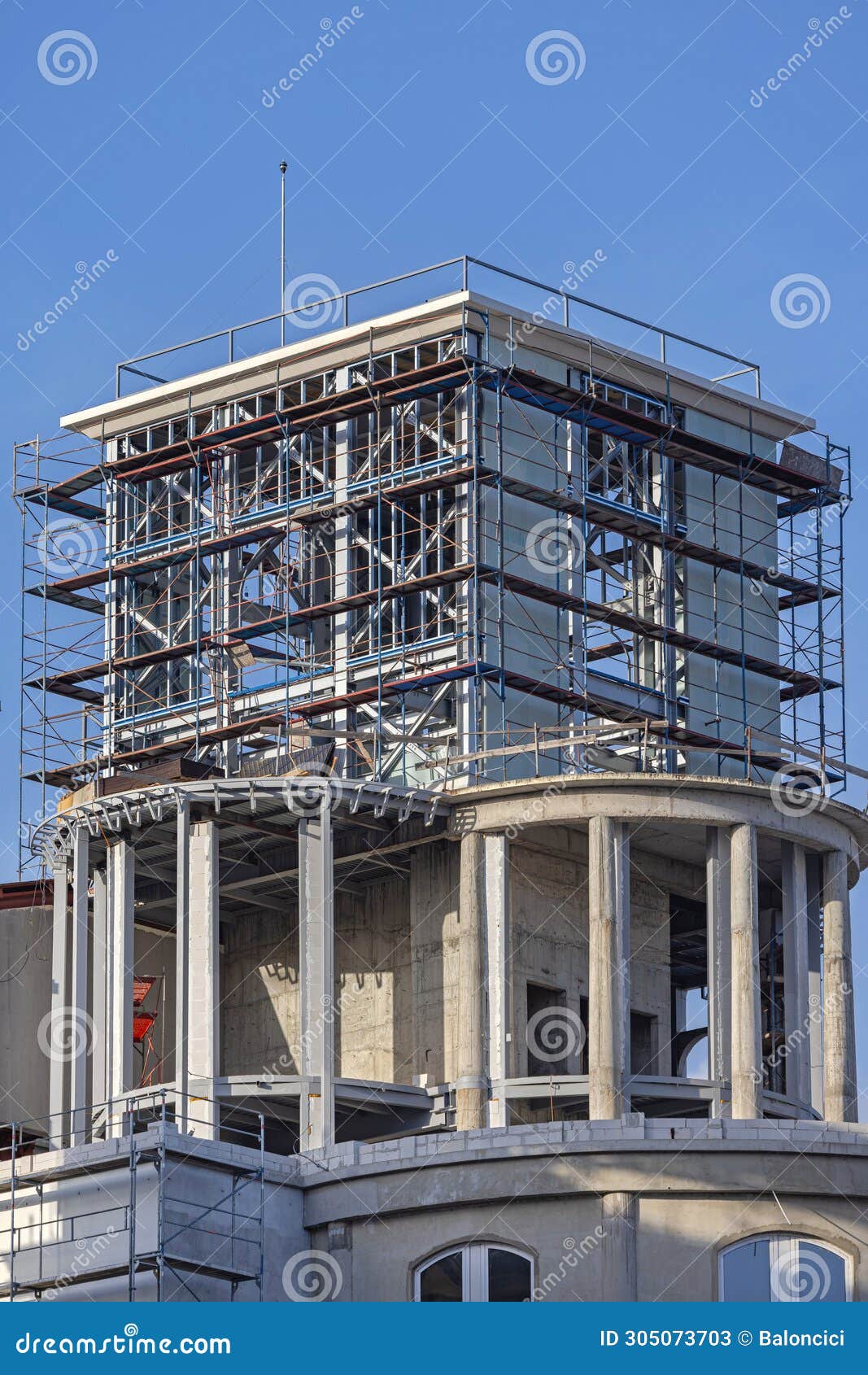 Tower Cube Construction stock image. Image of concrete - 305073703