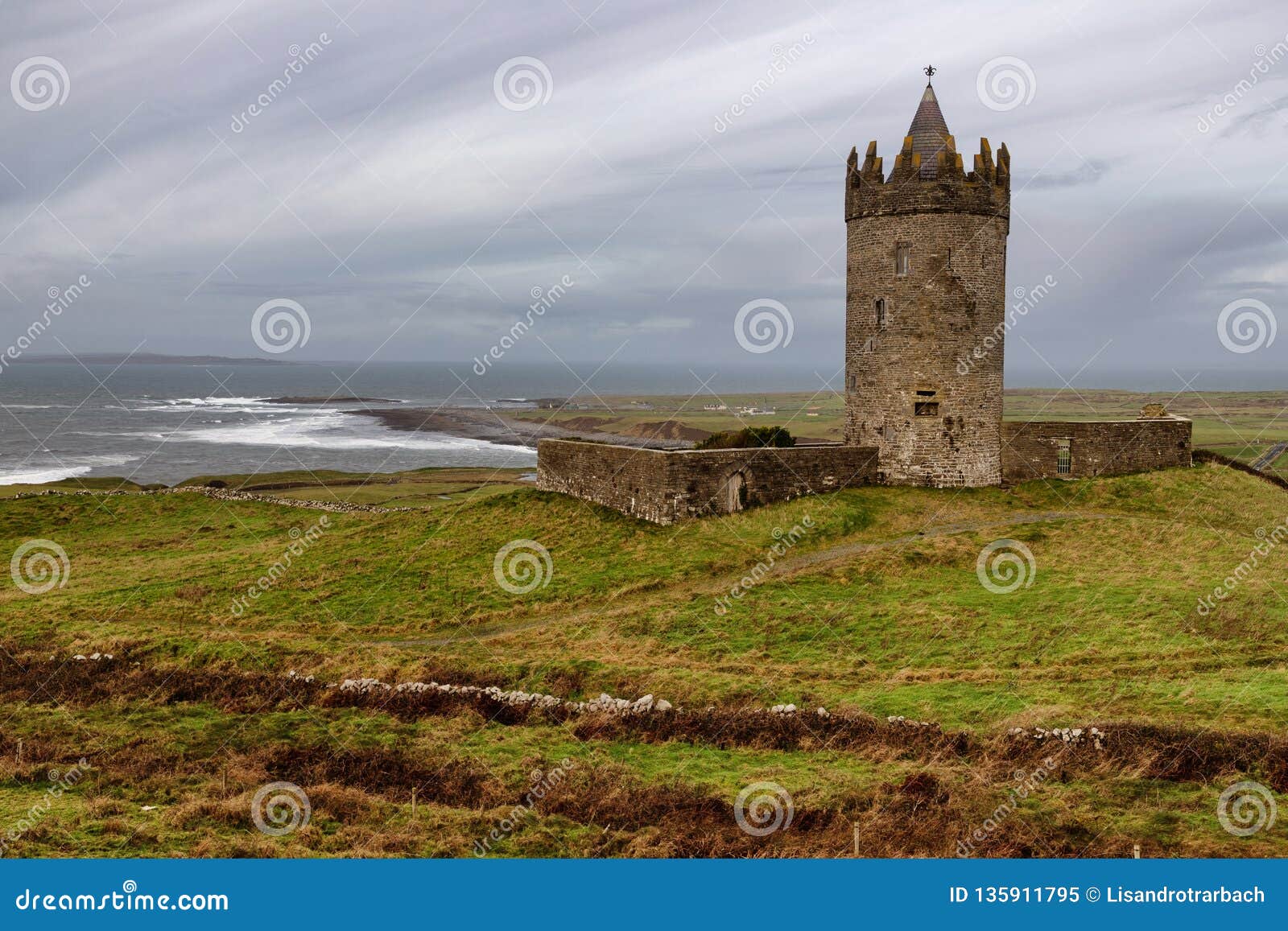 Tower of Doonagore Castle stock image. Image of tower - 135911795