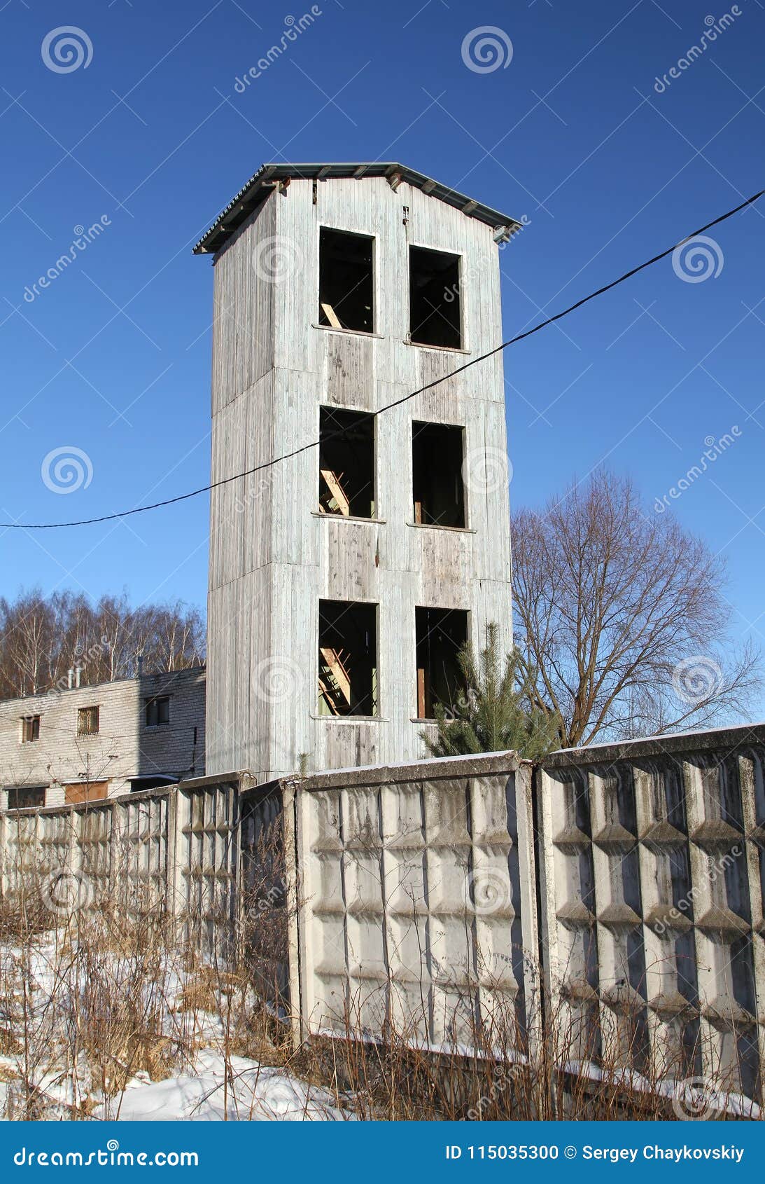 Tower for Drying Fire Hoses Stock Photo - Image of concrete, stone ...