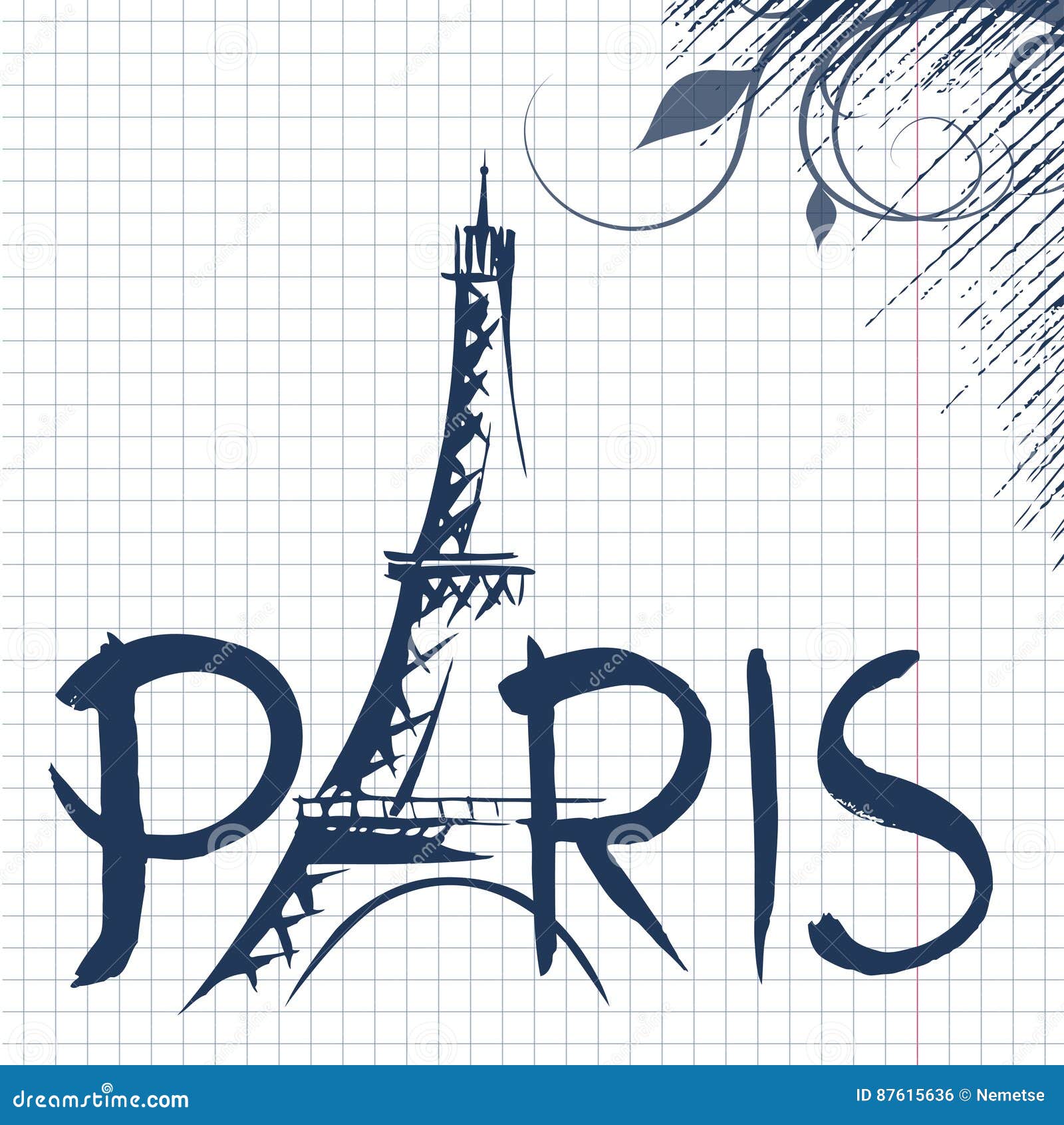 Tower Eiffel with Paris Lettering. Stock Vector - Illustration of ...