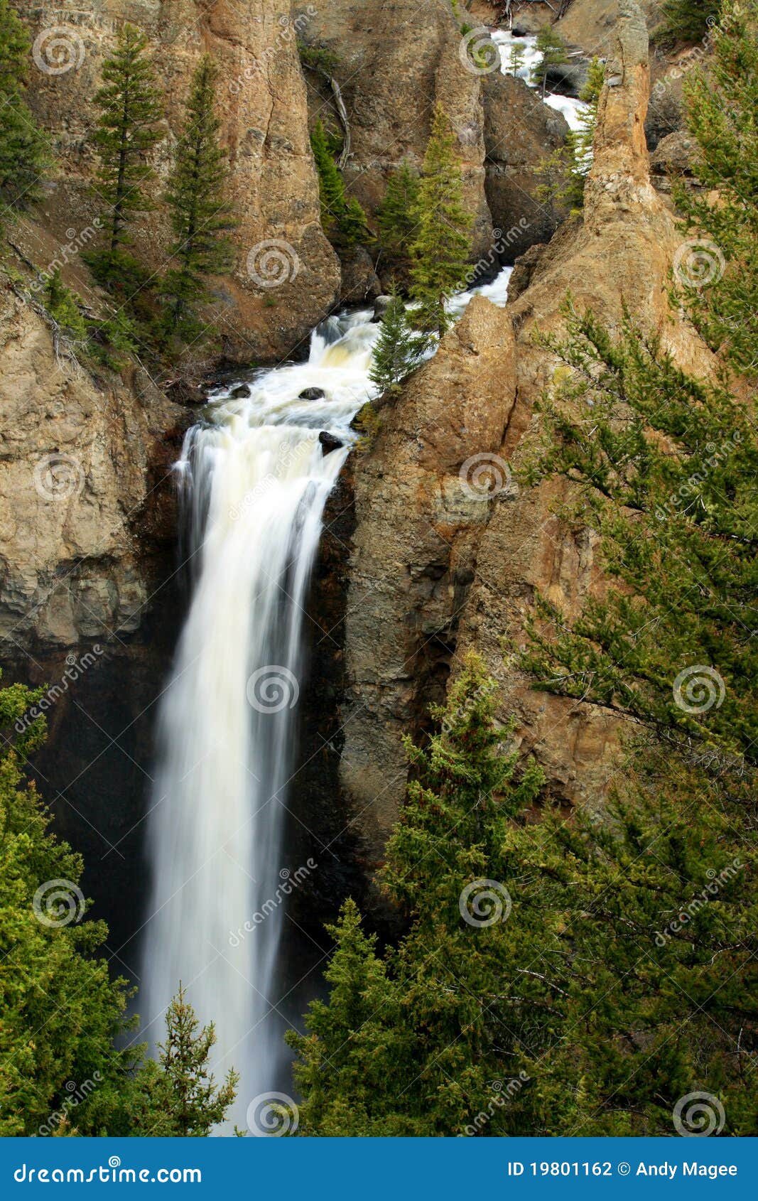 Tower Falls Waterfall stock photo. Image of american - 19801162