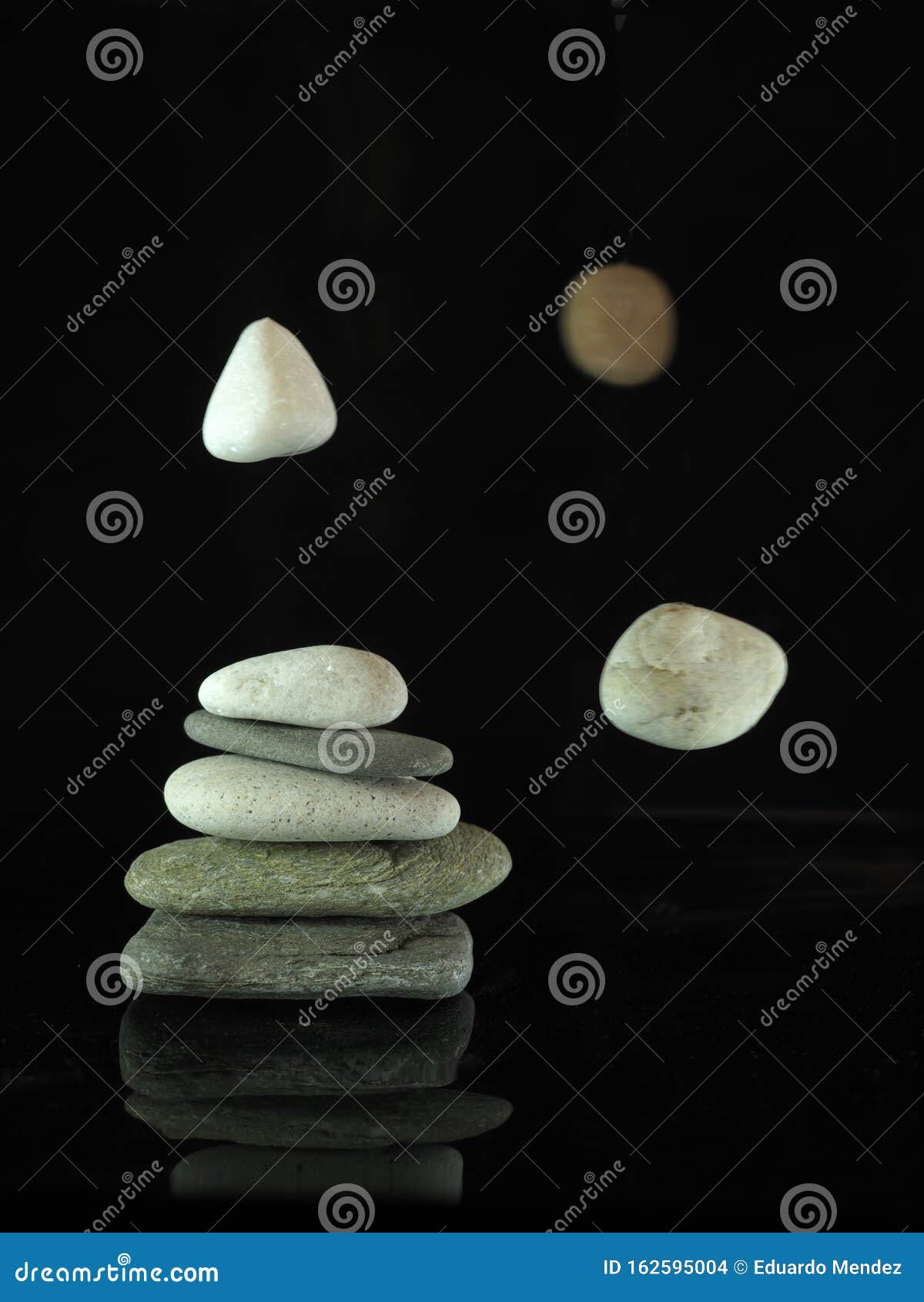 Stones Floating on Black Background Stock Photo - Image of piedras ...