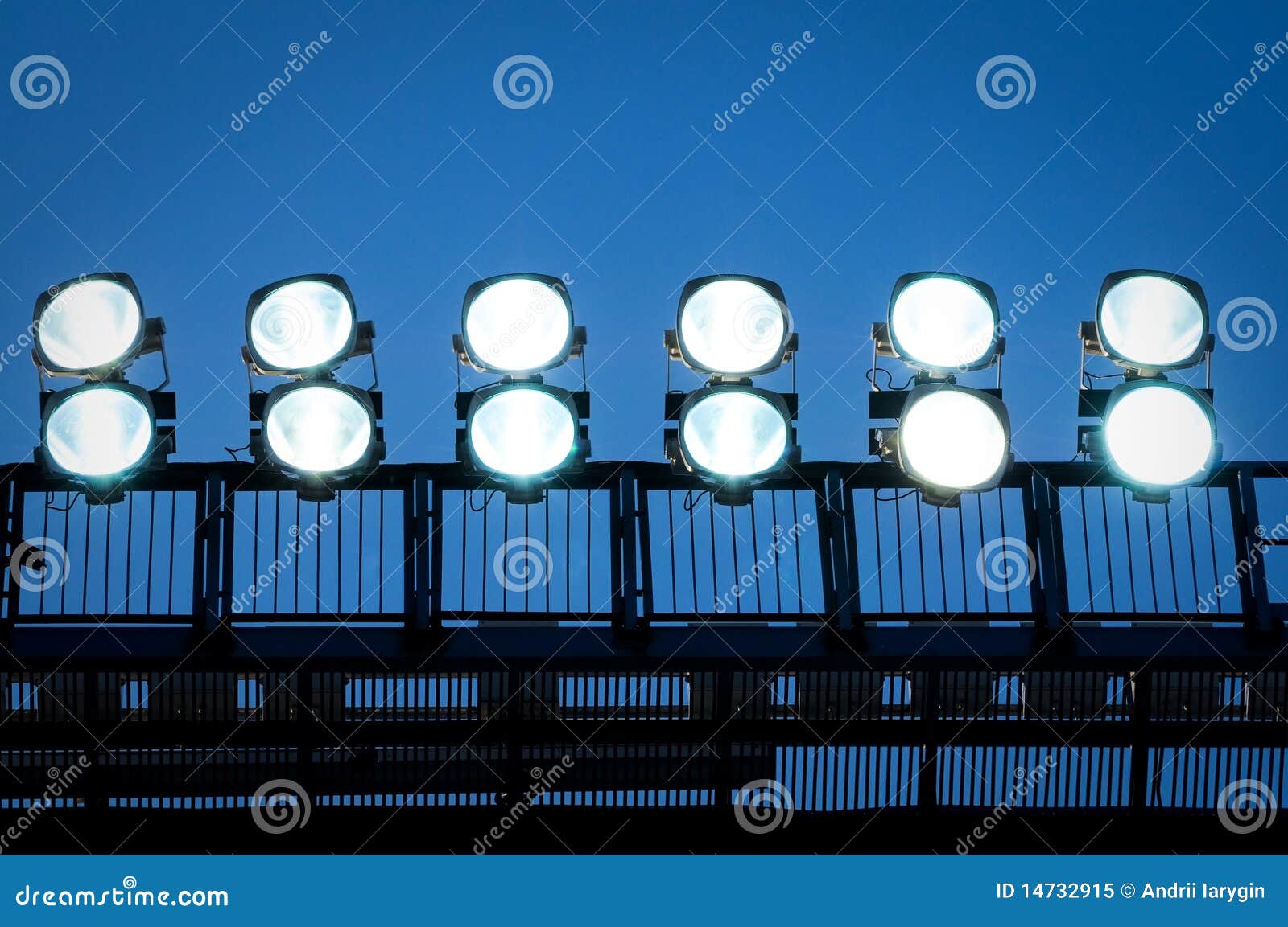 Tower with floodlights stock image. Image of black, placard - 14732915