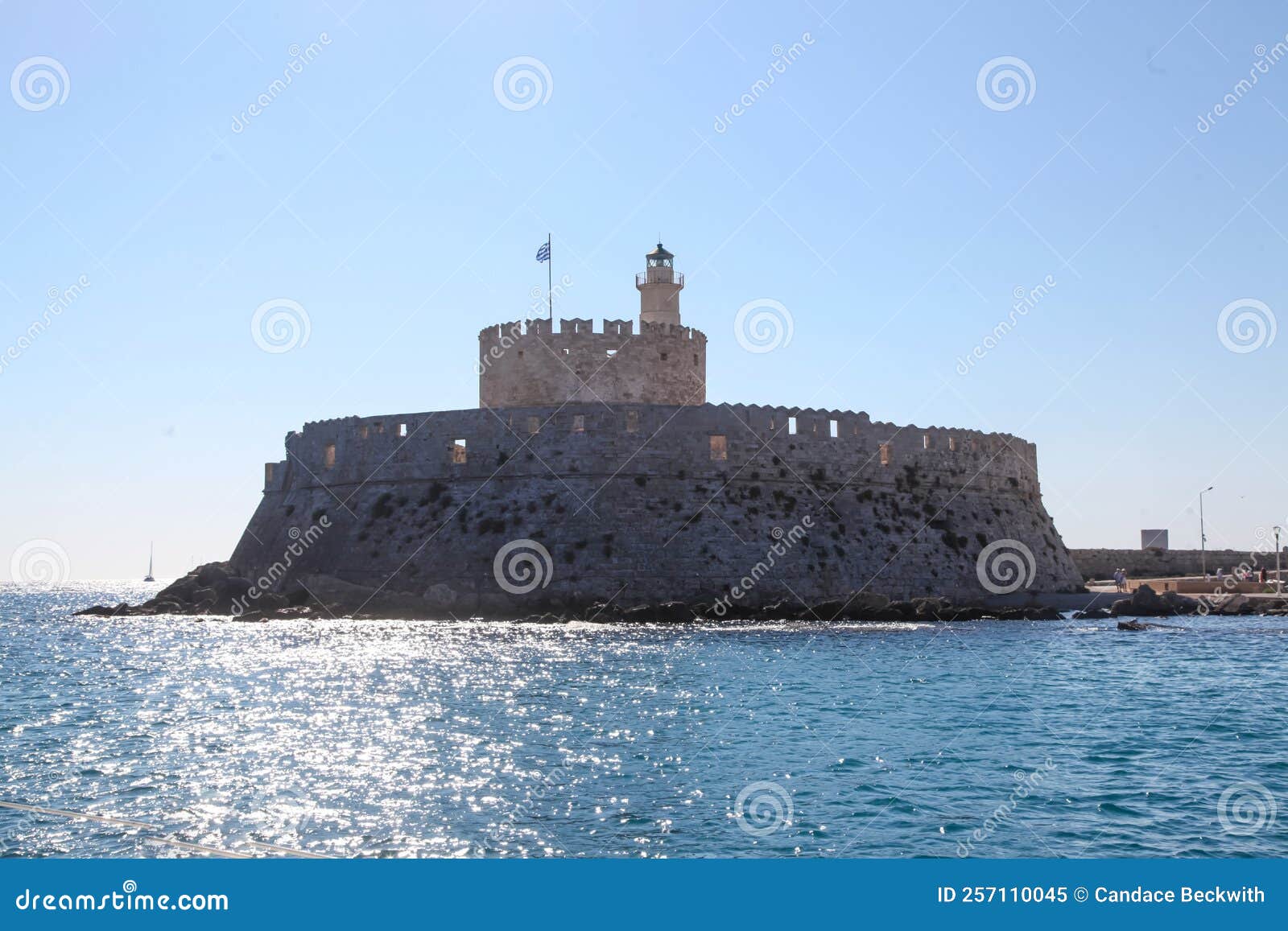 Tower and Fort of Saint Nicholas in Rhodes, Greece Stock Image - Image ...