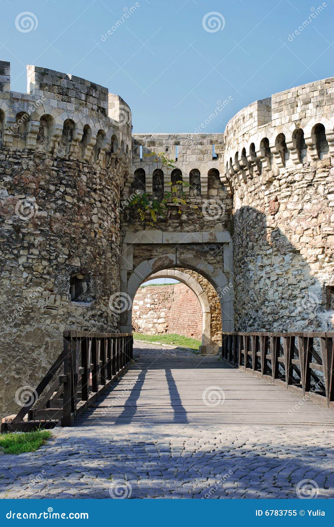 Tower Gate of Stone Fortress in Belgrade Stock Image - Image of ...