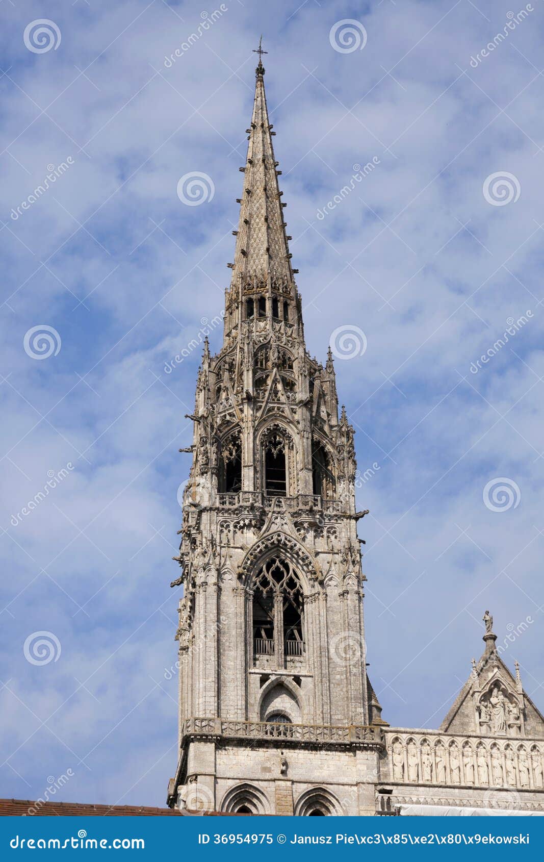 Tower of the Gothic Church in Paris Stock Image - Image of scenic, blue ...
