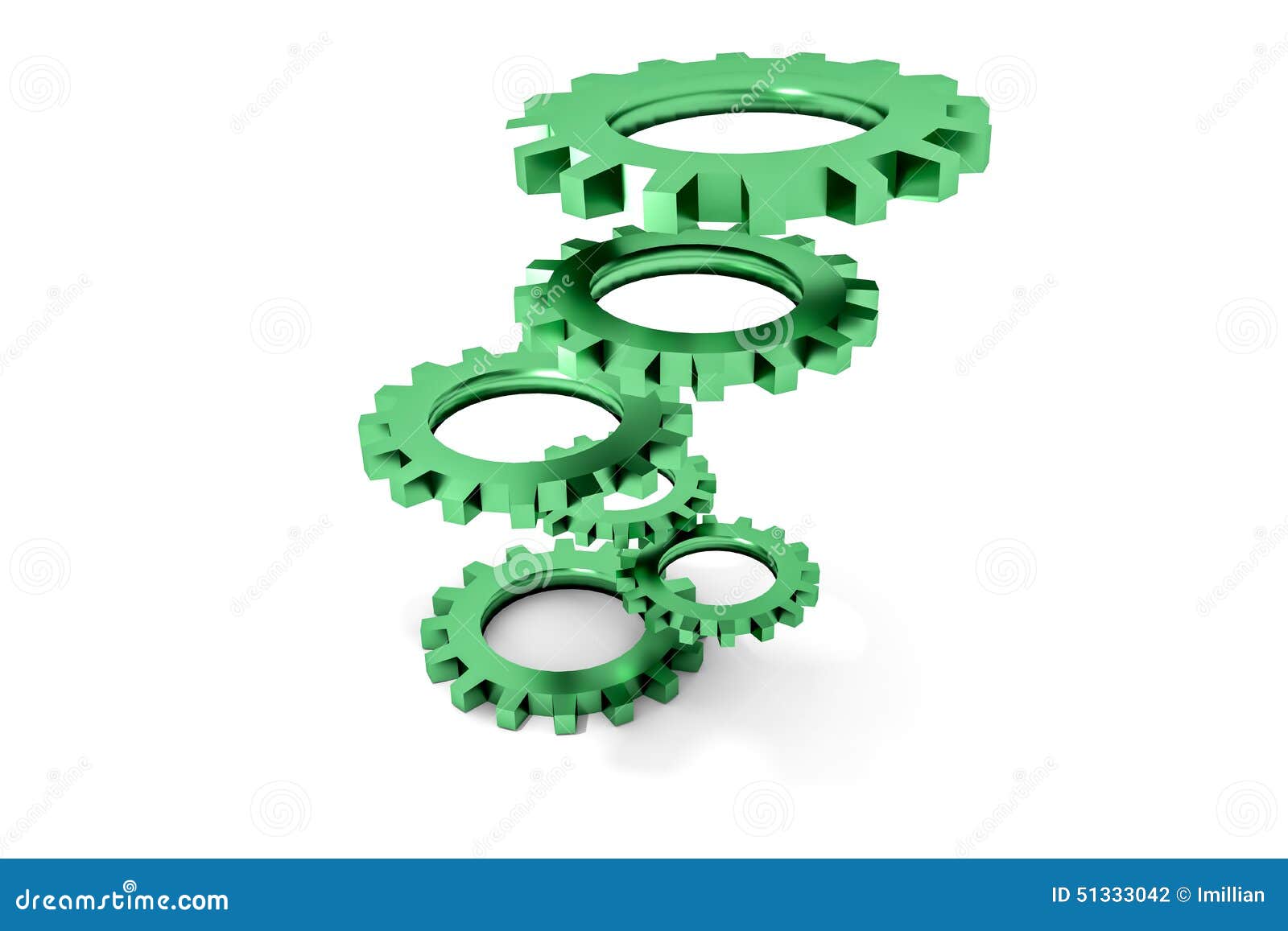 Tower of Green Colored Metallic Cogwheels Hovering Stock Illustration ...