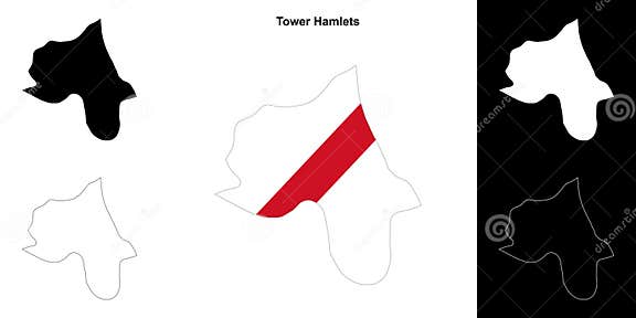 Tower Hamlets outline map stock illustration. Illustration of boundary ...