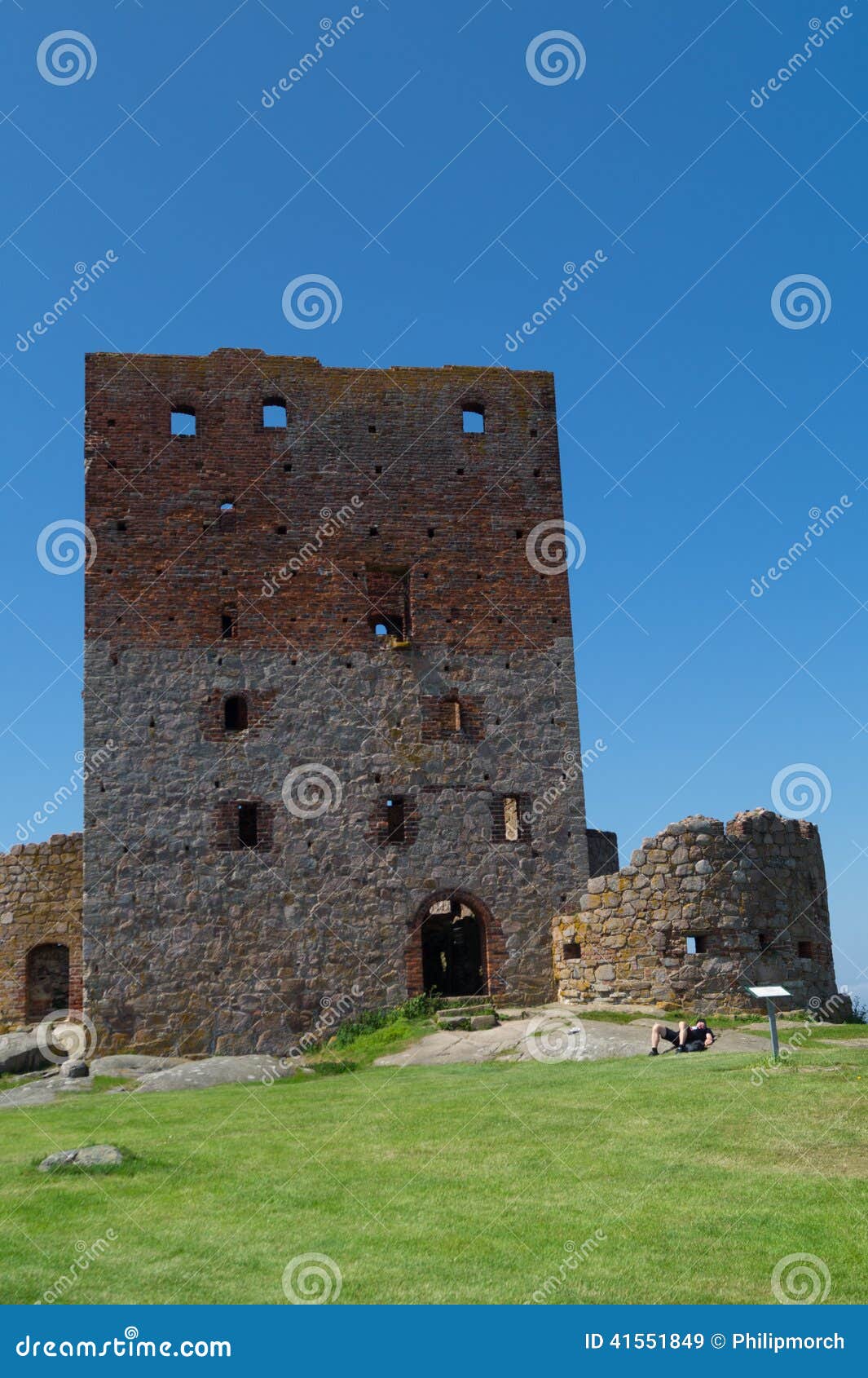 The Tower of Hammershus Castle Stock Image - Image of castle, baltic ...