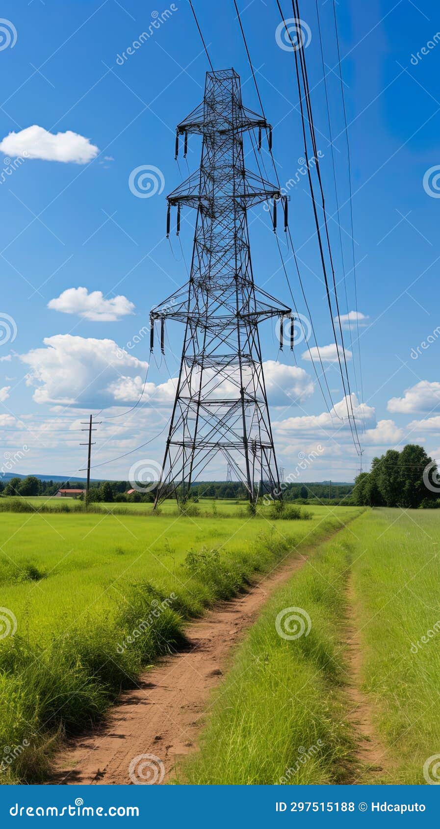 Tower of High-tension Line in the Field Stock Photo - Image of ...